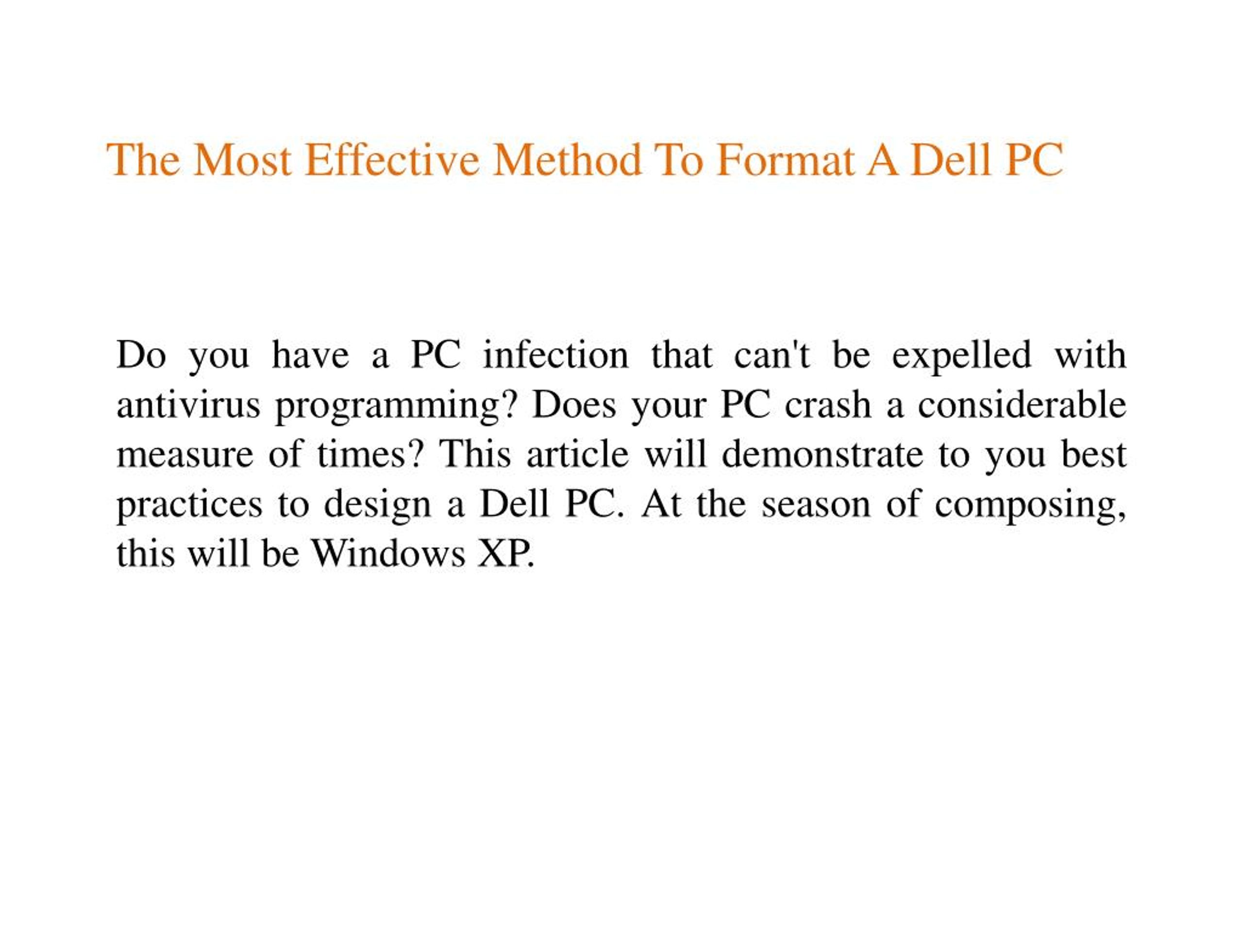 PPT - The Most Effective Method To Format A Dell PC PowerPoint ...