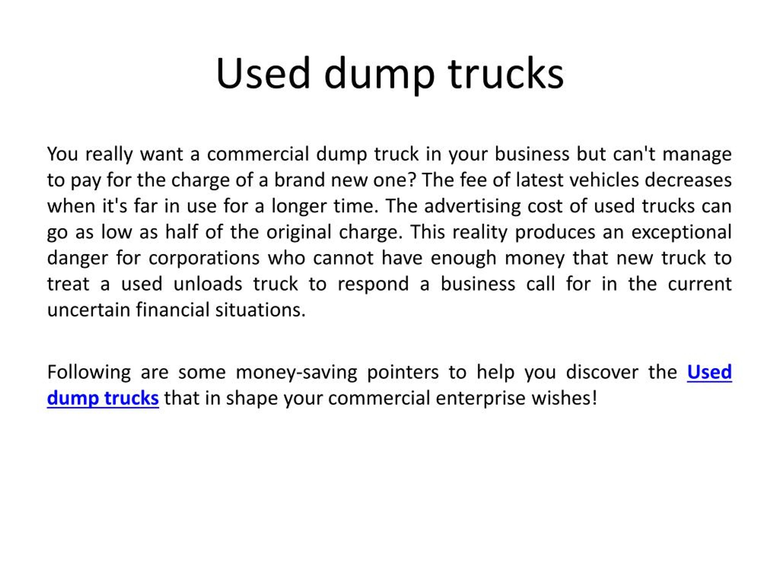 PPT - Used dump trucks PowerPoint Presentation, free download - ID:7648490