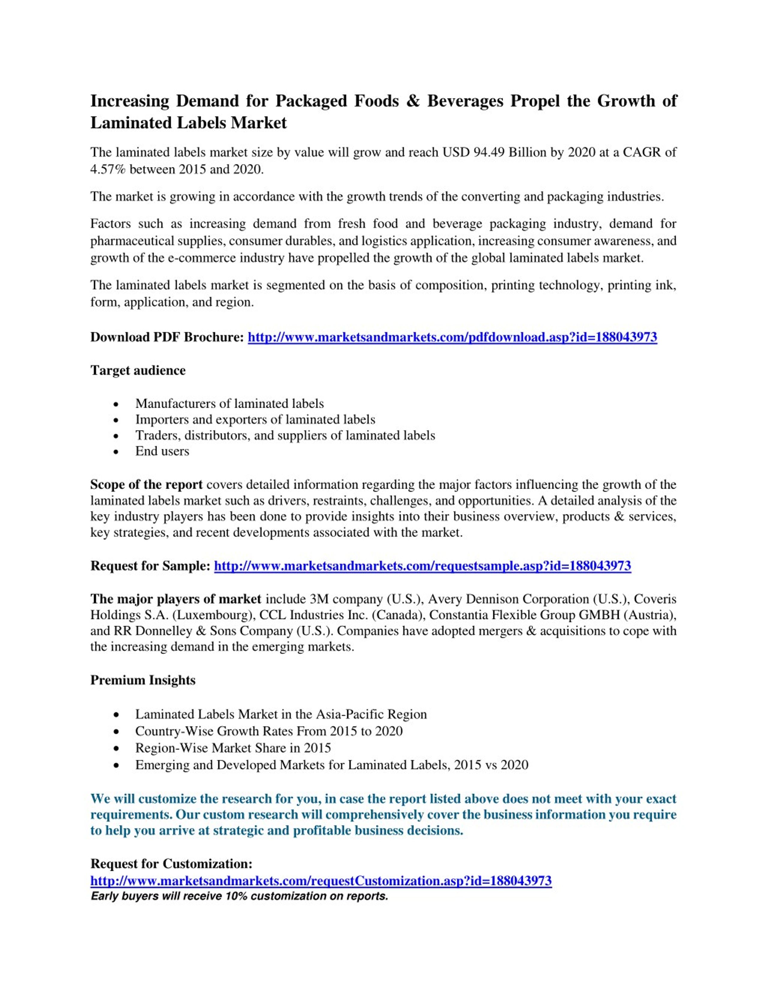 PPT - Increasing Demand for Packaged Foods & Beverages Propel the ...