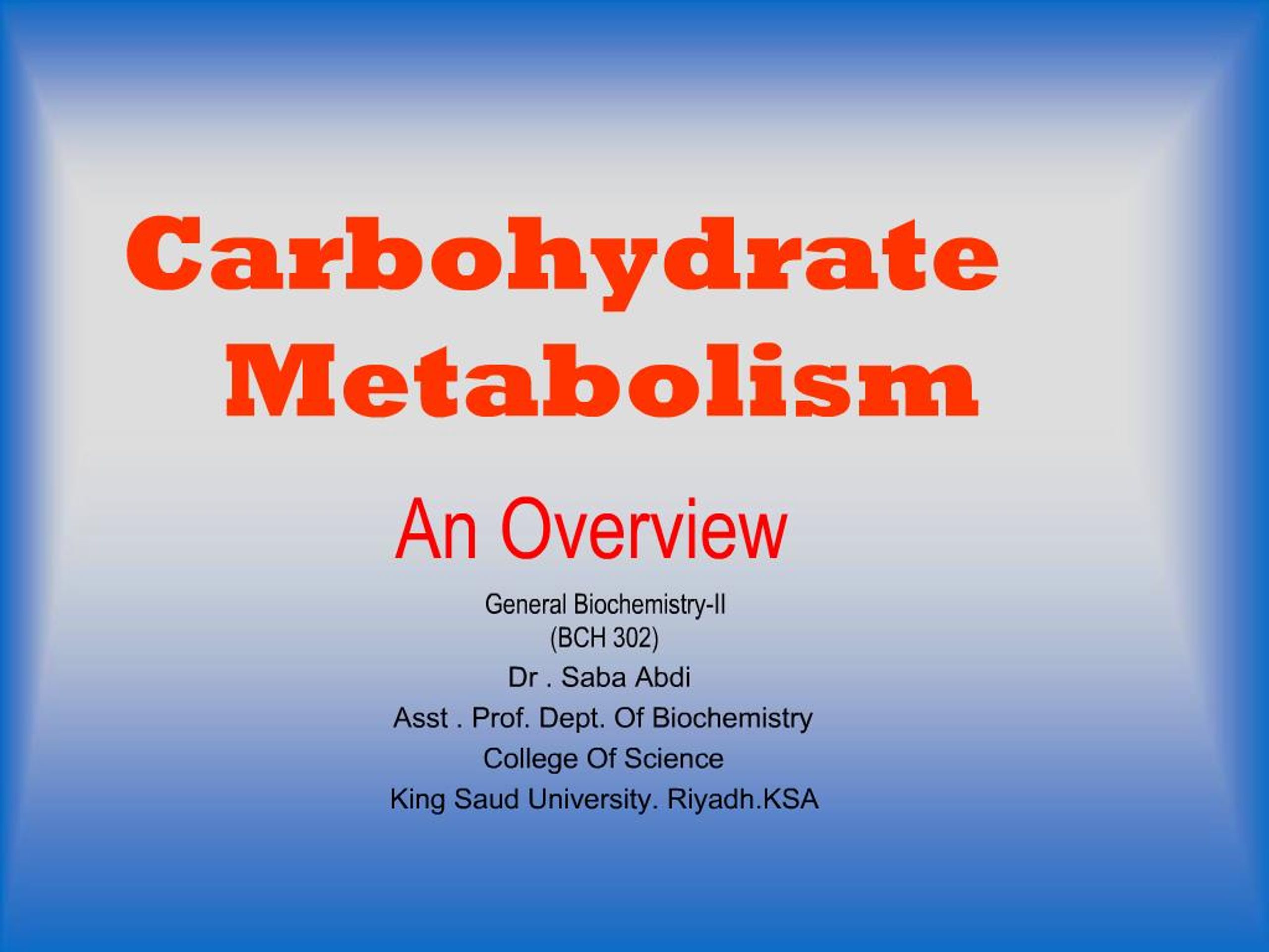 PPT - Carbohydrate Metabolism PowerPoint Presentation, free download ...