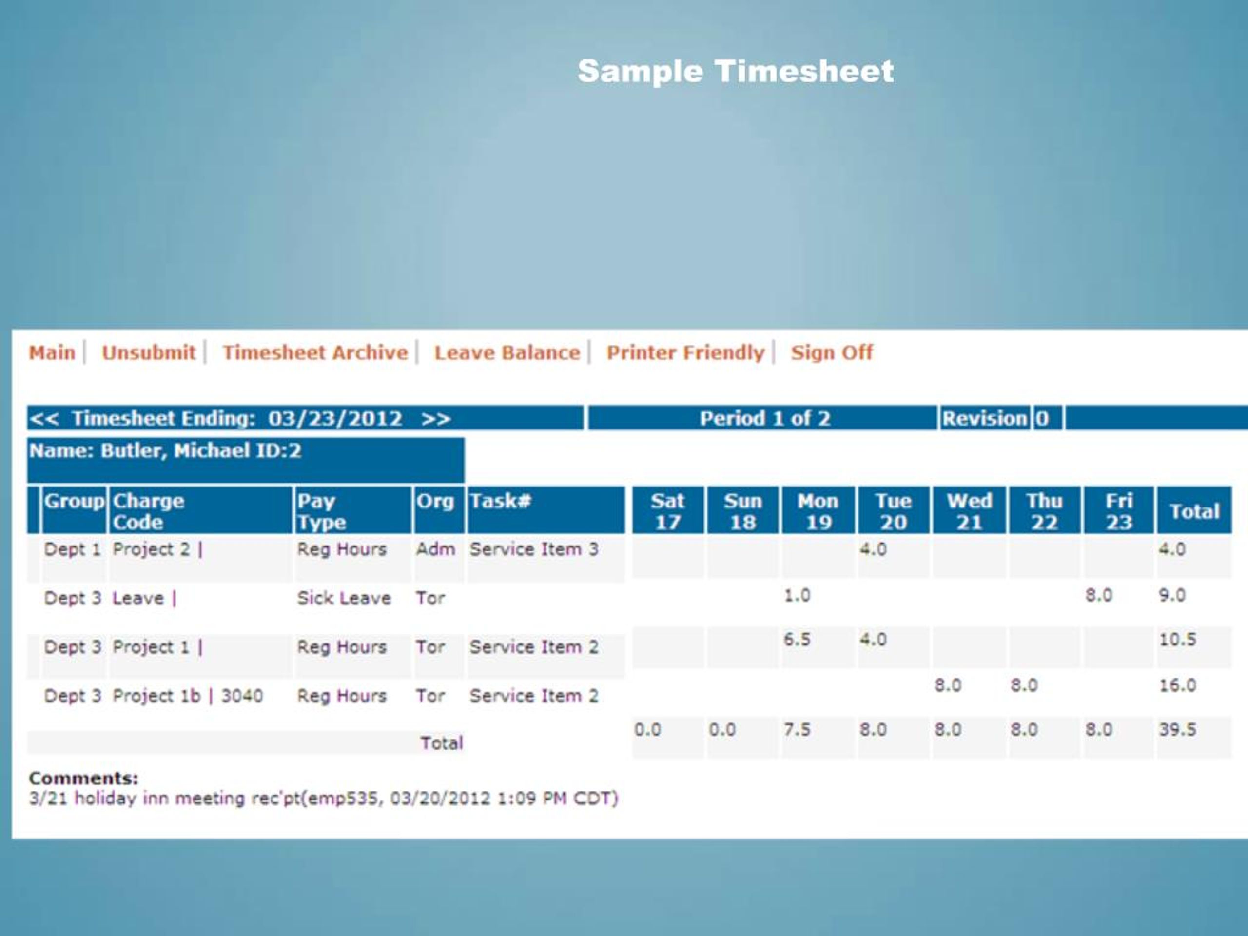 PPT - Sample Timesheet PowerPoint Presentation, free download - ID:765934