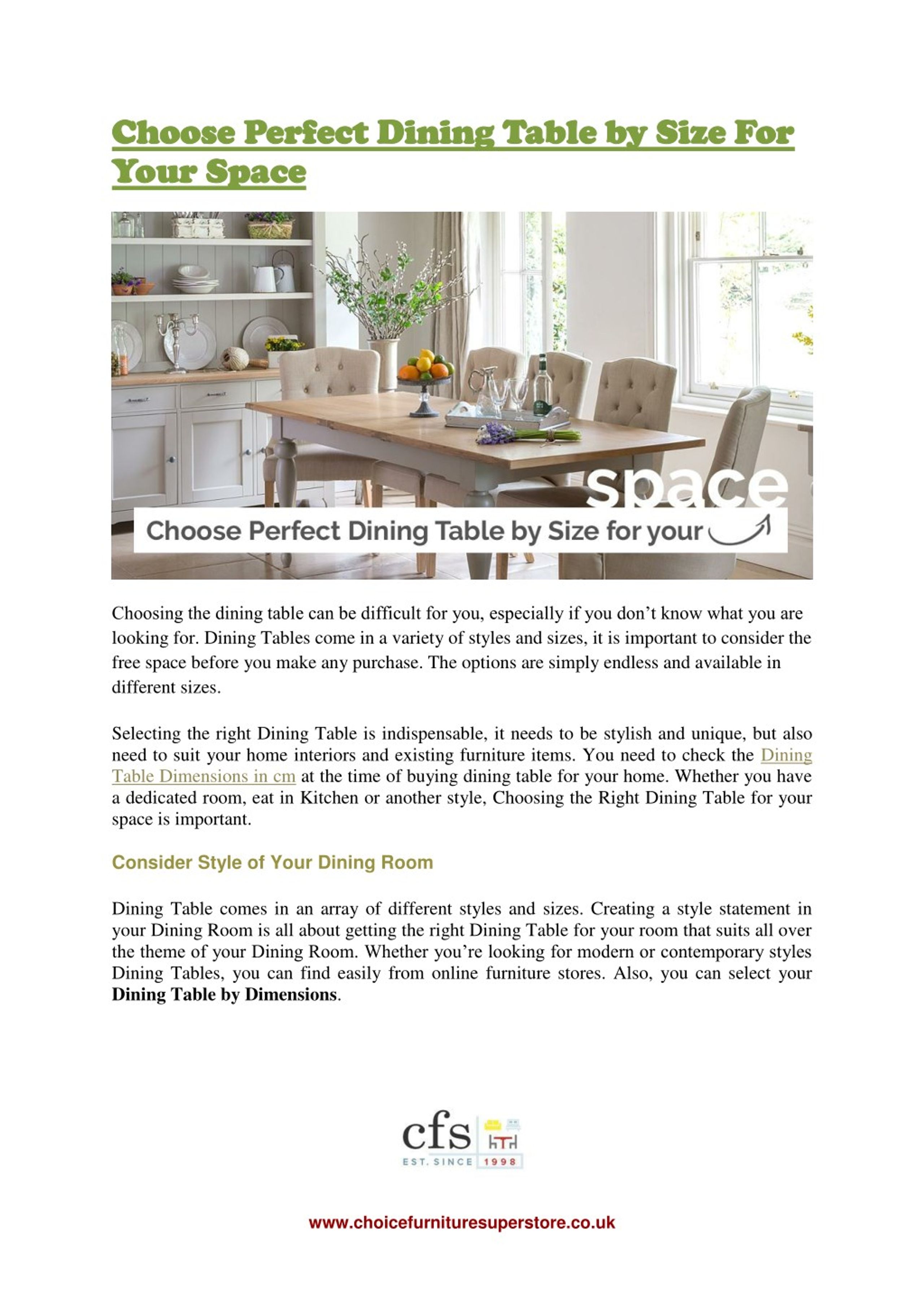 PPT - Choose Perfect Dining Table by Size For Your Space PowerPoint ...