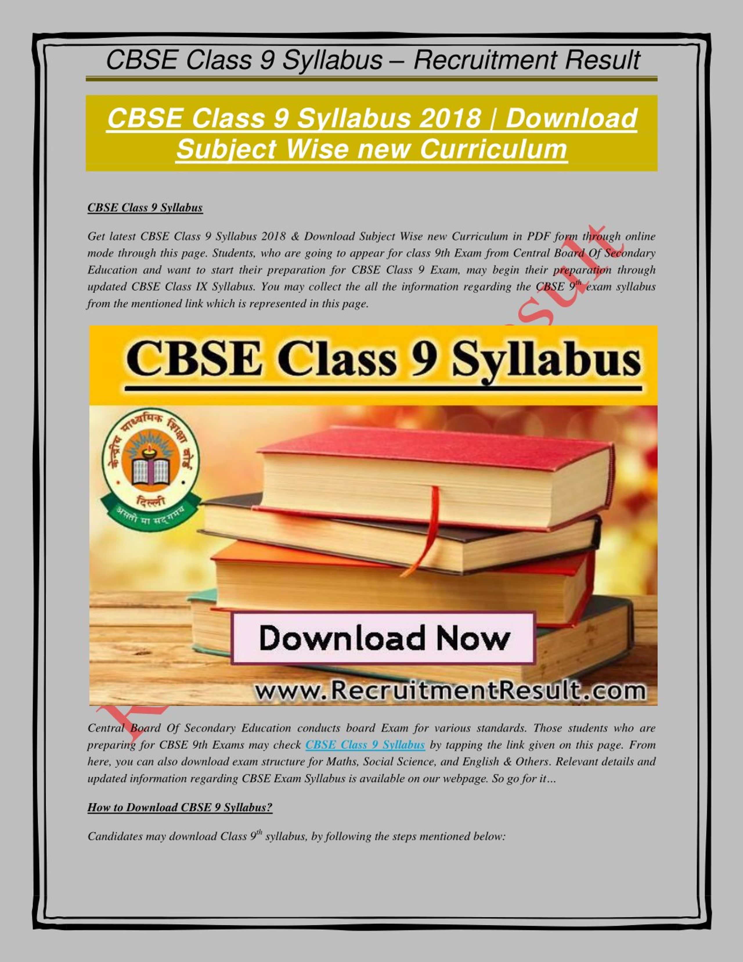 PPT - CBSE Class 9 Syllabus PowerPoint Presentation, free download - ID ...