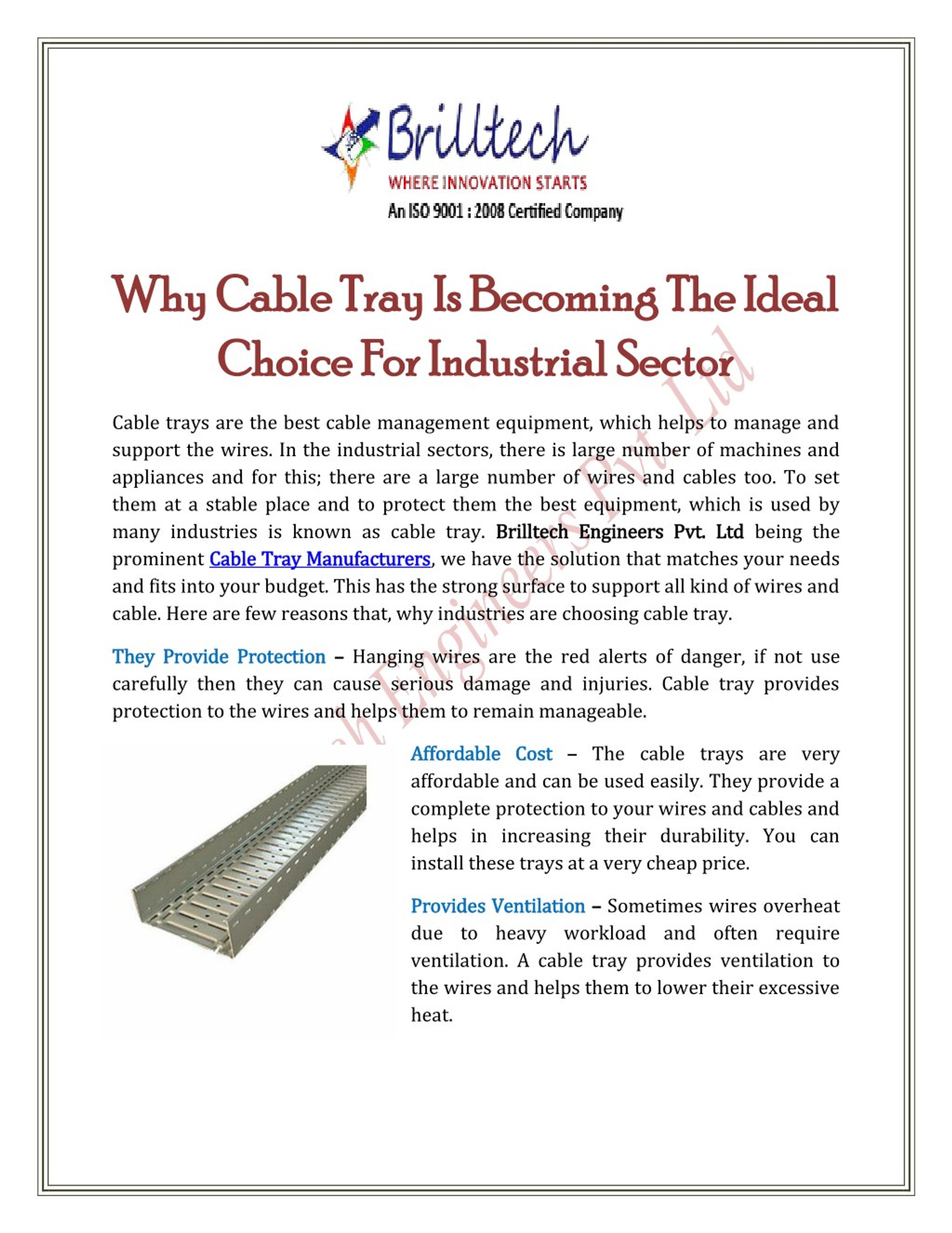 PPT - Why Cable Tray Is Becoming The Ideal Choice For Industrial Sector ...