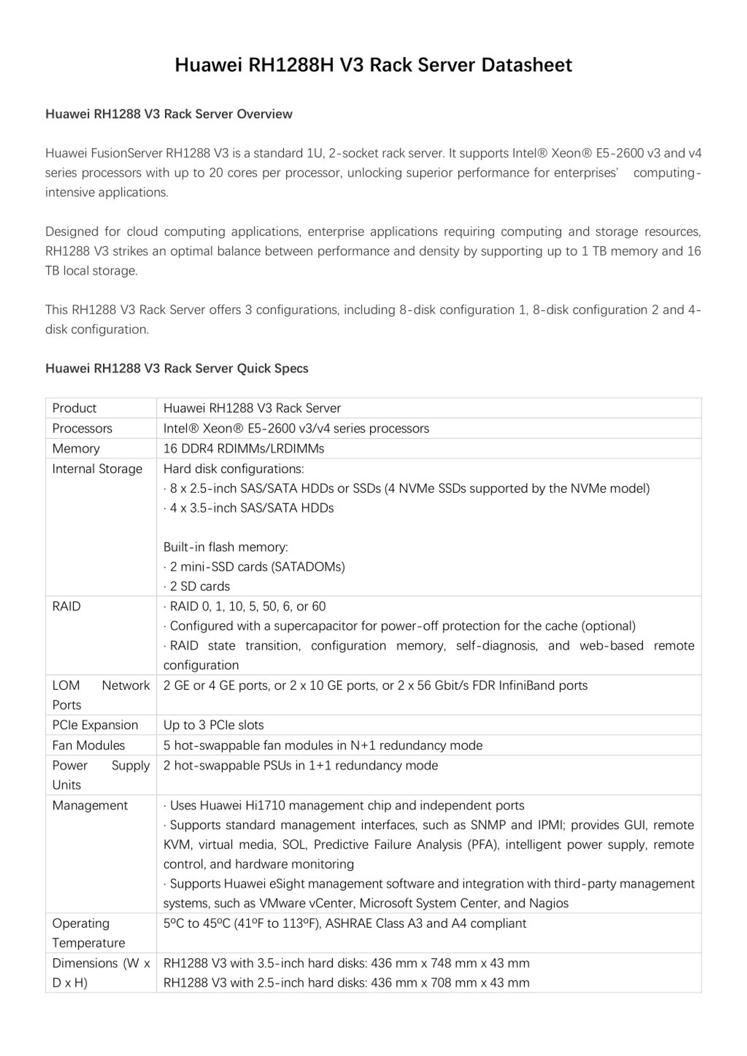PPT - Huawei rh1288 h v3 rack server datasheet PowerPoint Presentation ...