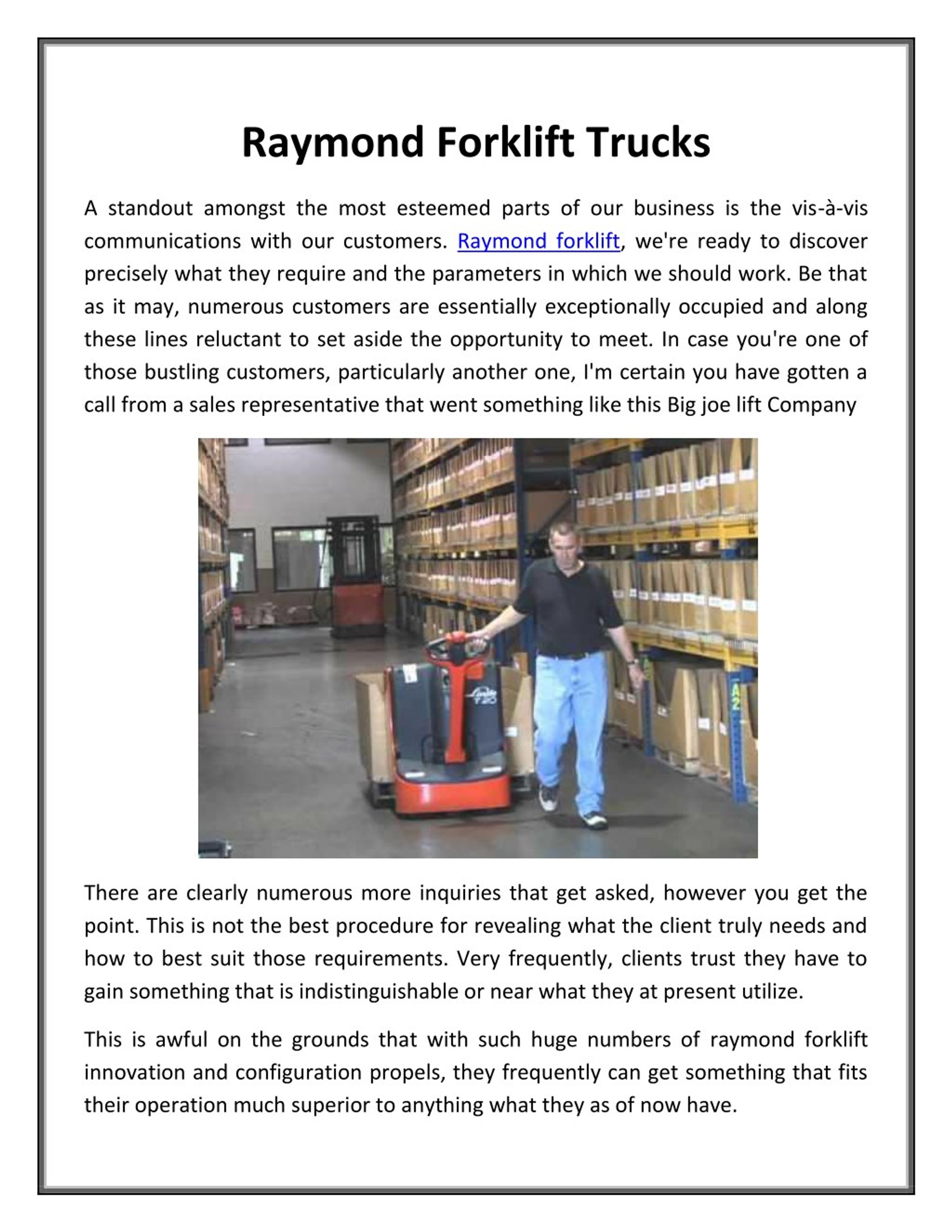 PPT - Raymond Forklift Trucks PowerPoint Presentation, free download ...