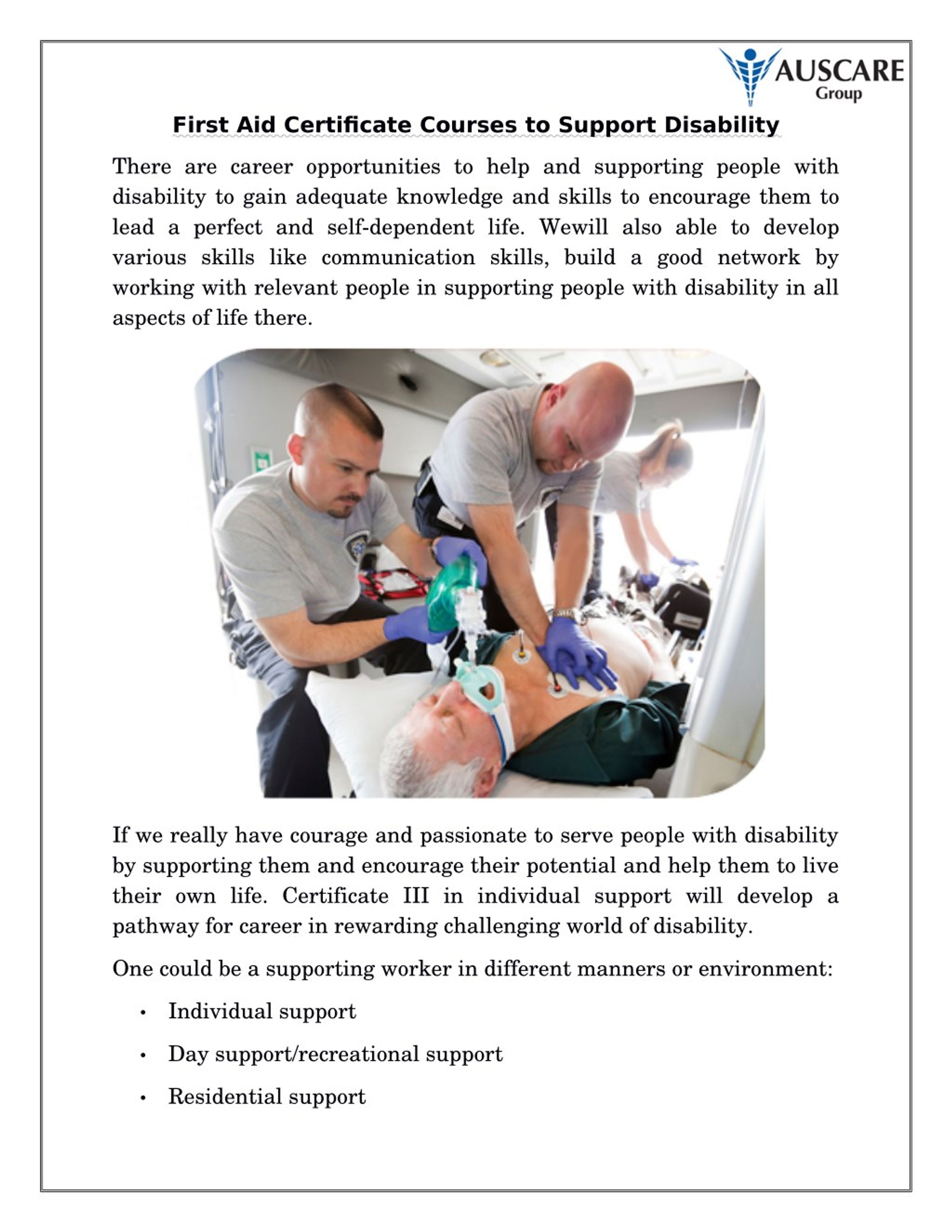 PPT - First Aid Certificate Courses to Support Disability PowerPoint ...