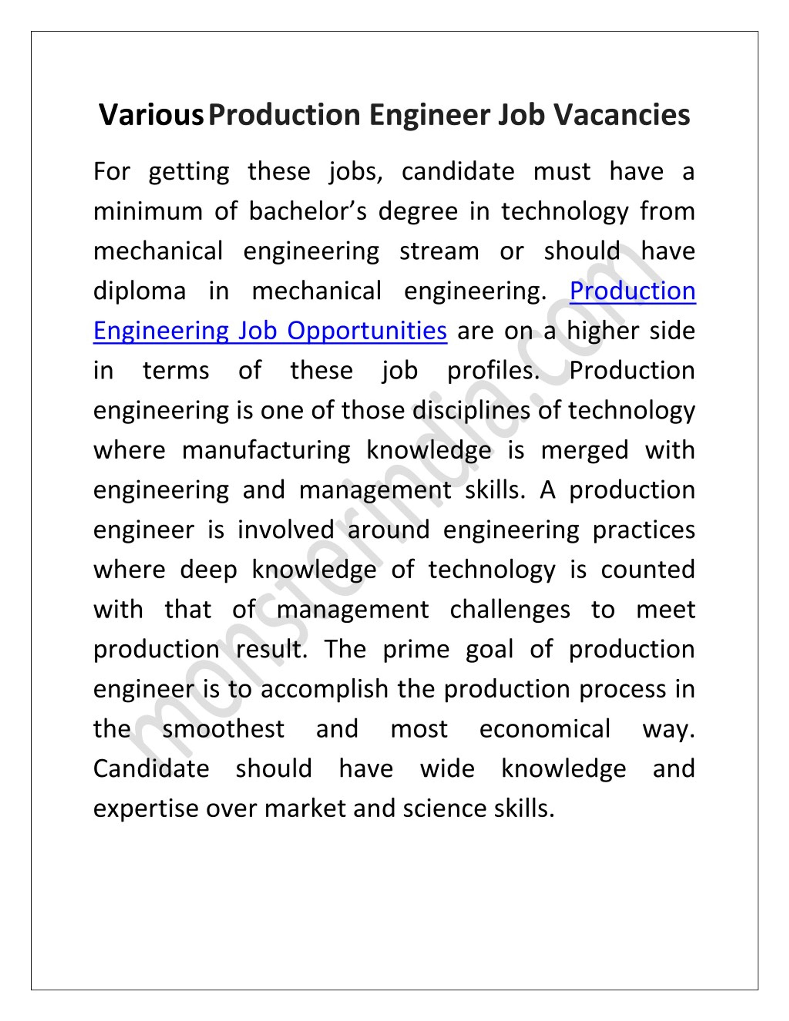 PPT - Various Production Engineer Job Vacancies PowerPoint Presentation ...