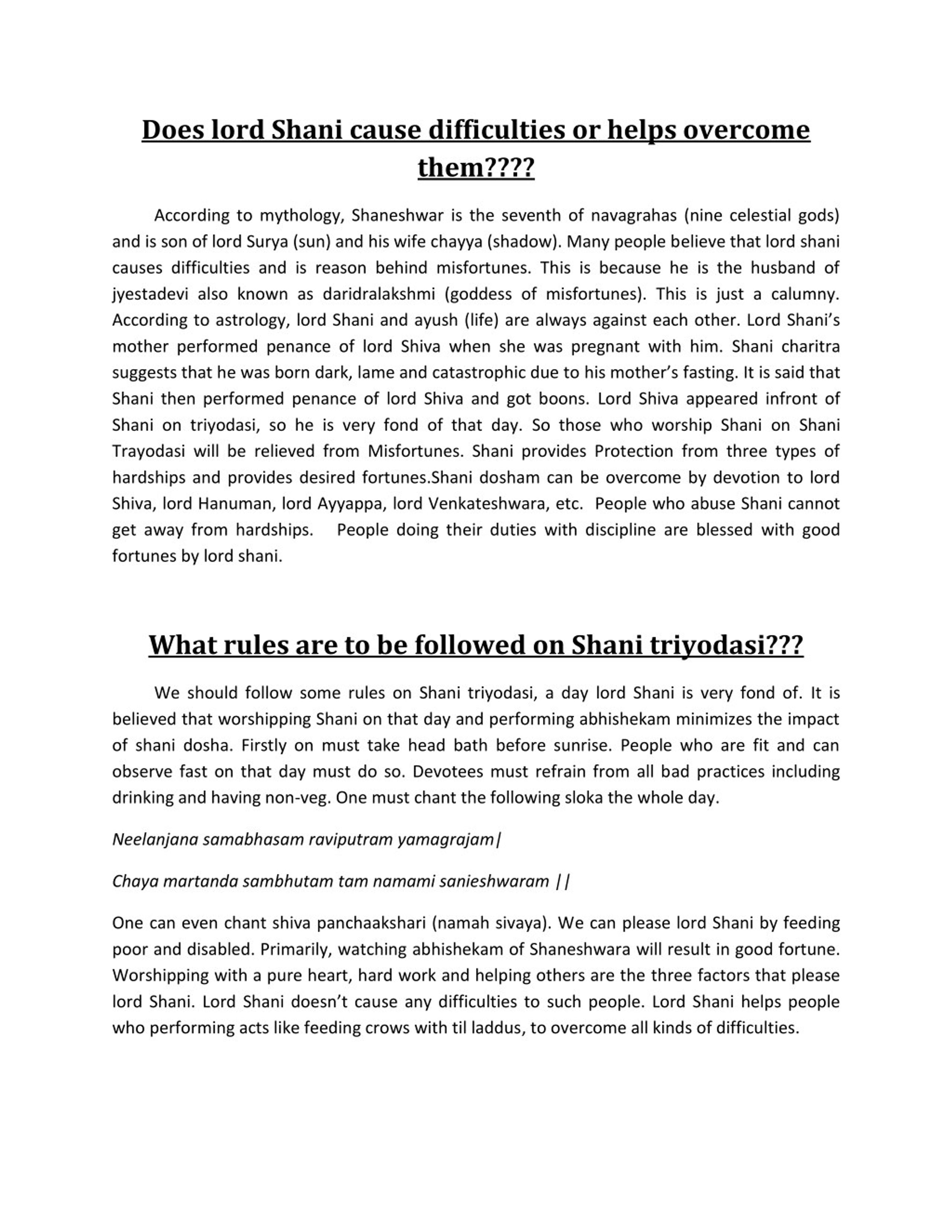 PPT - Does lord Shani cause difficulties or helps overcome them ...