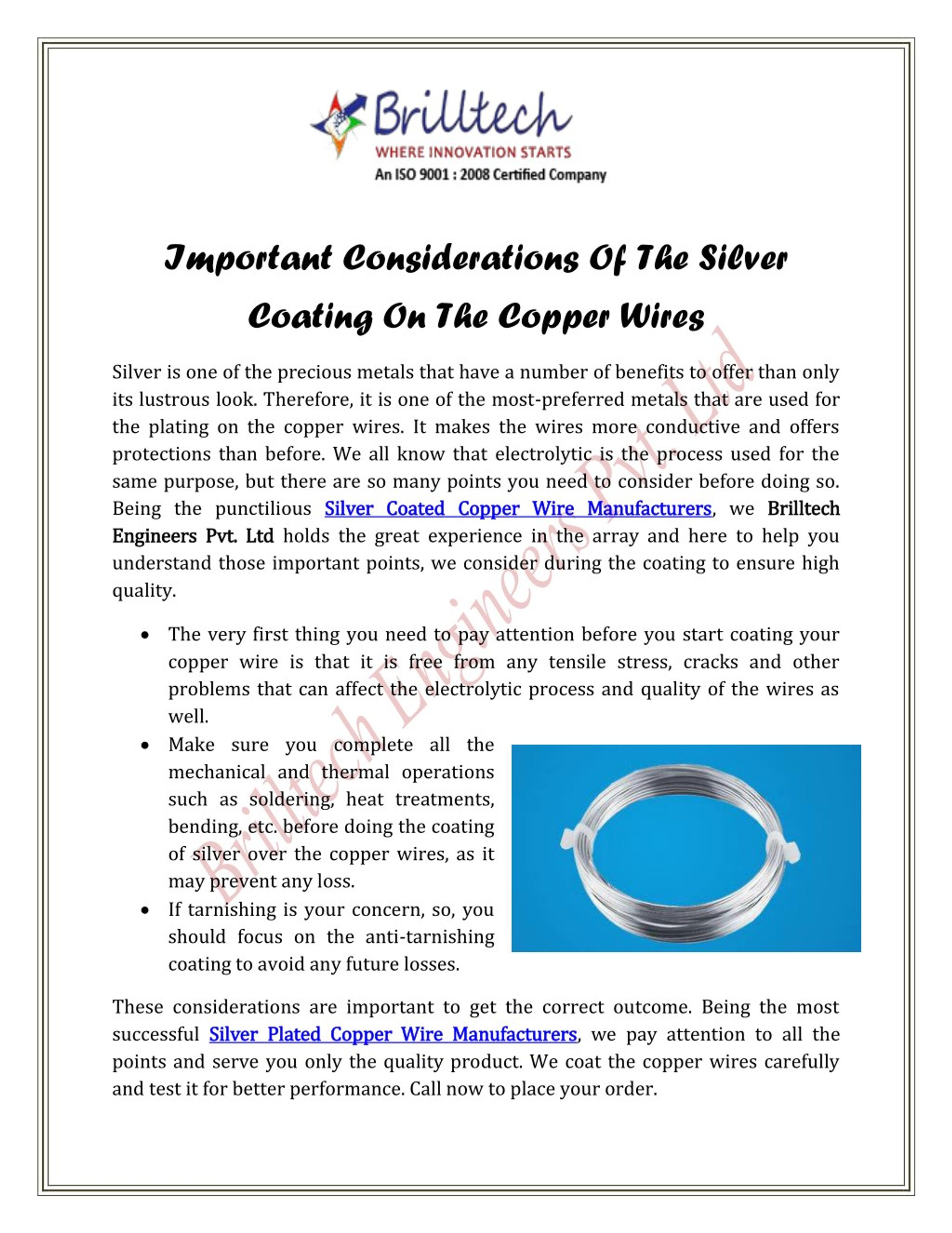 PPT - Important Considerations Of The Silver Coating On The Copper ...