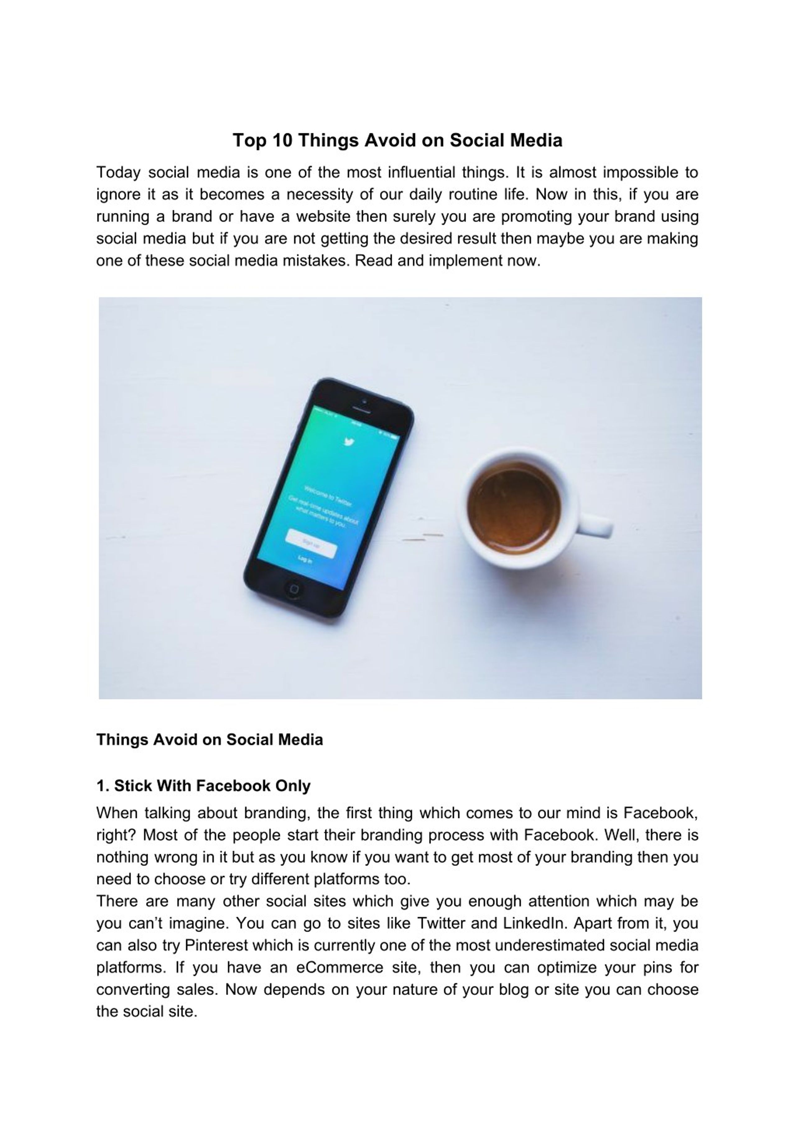PPT - Top 10 Things Avoid on Social Media - TopXListing PowerPoint ...