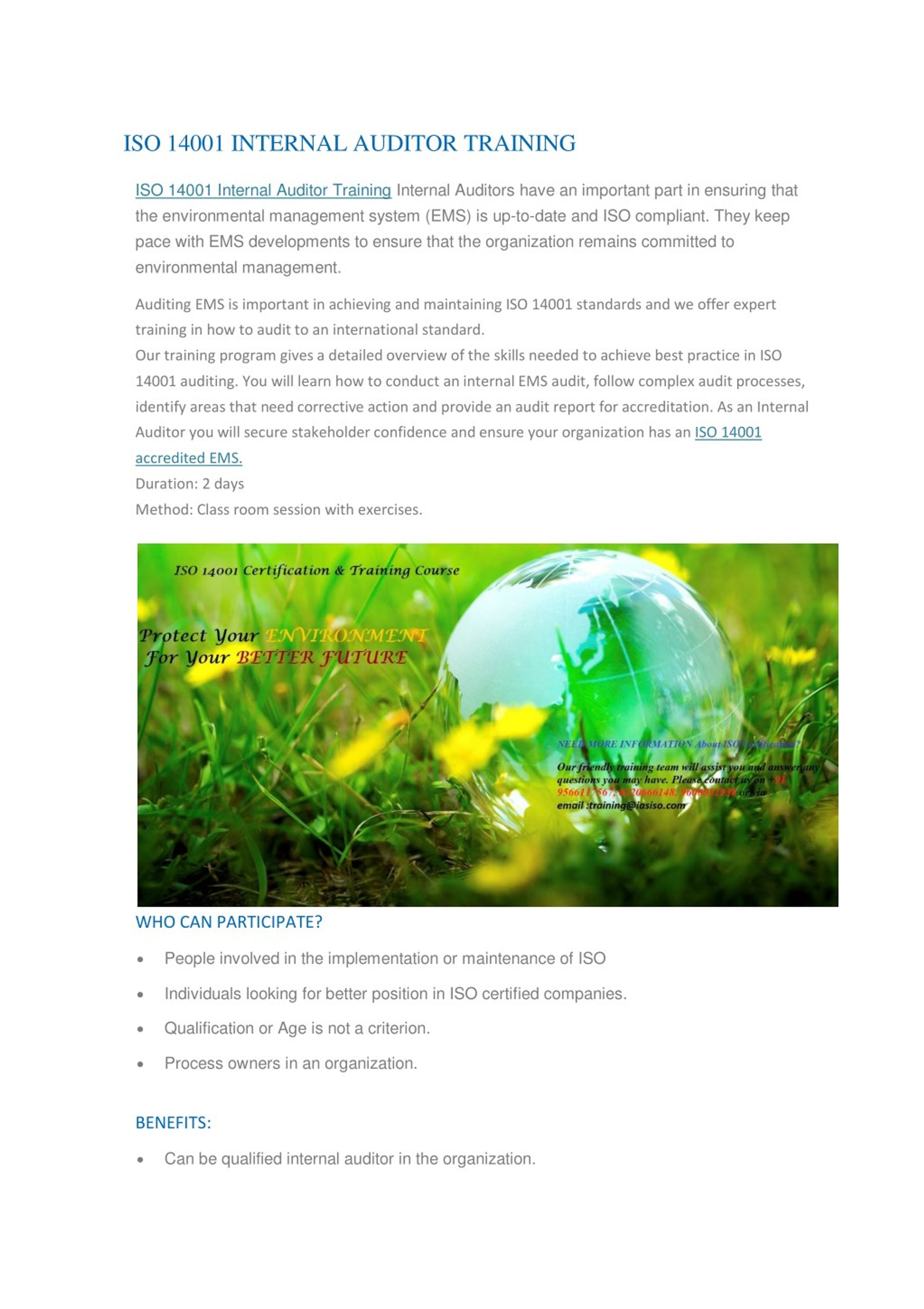 PPT - EMS Internal Auditor Course | ISO 14001 Internal Auditor Training ...