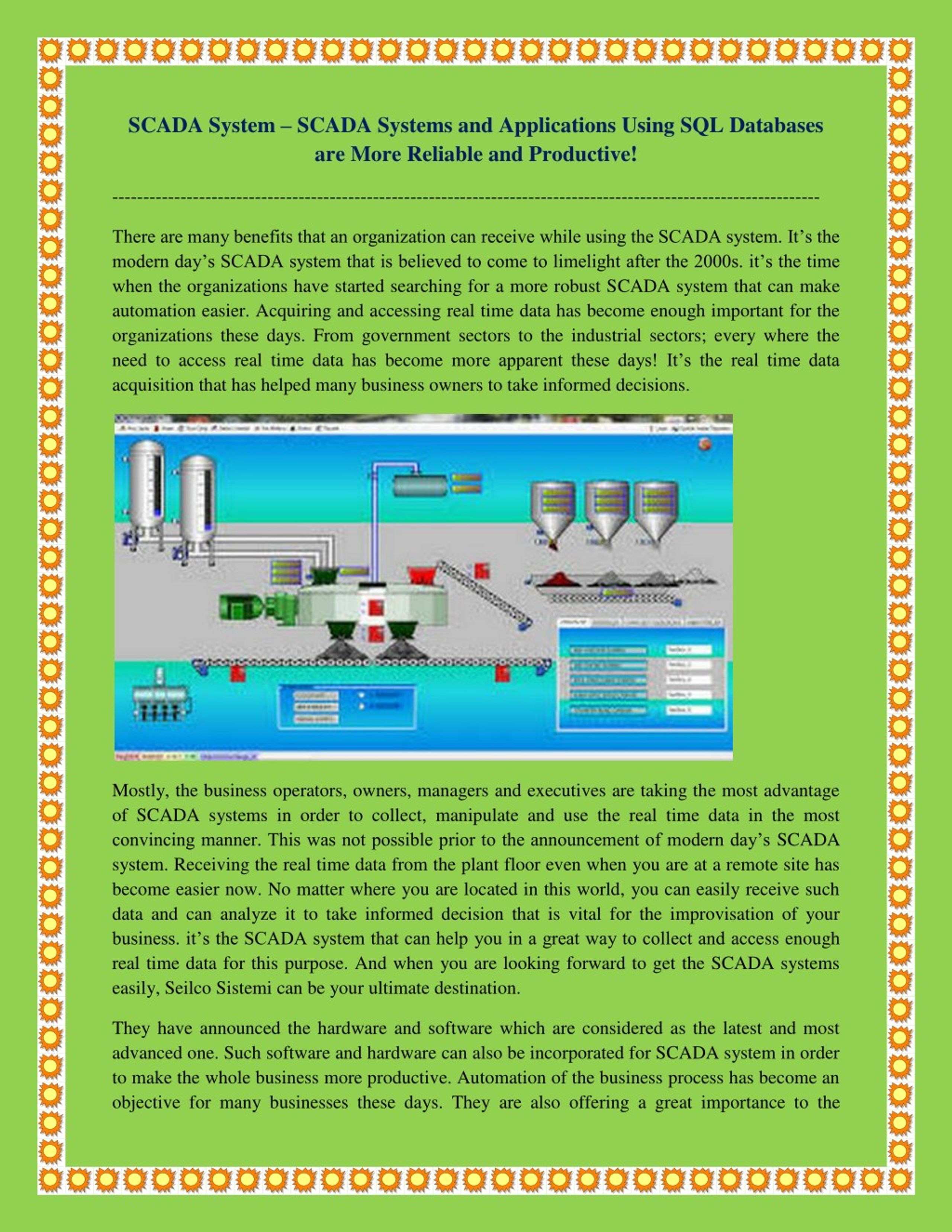 Ppt Scada System Scada Systems And Applications Using Sql Databases