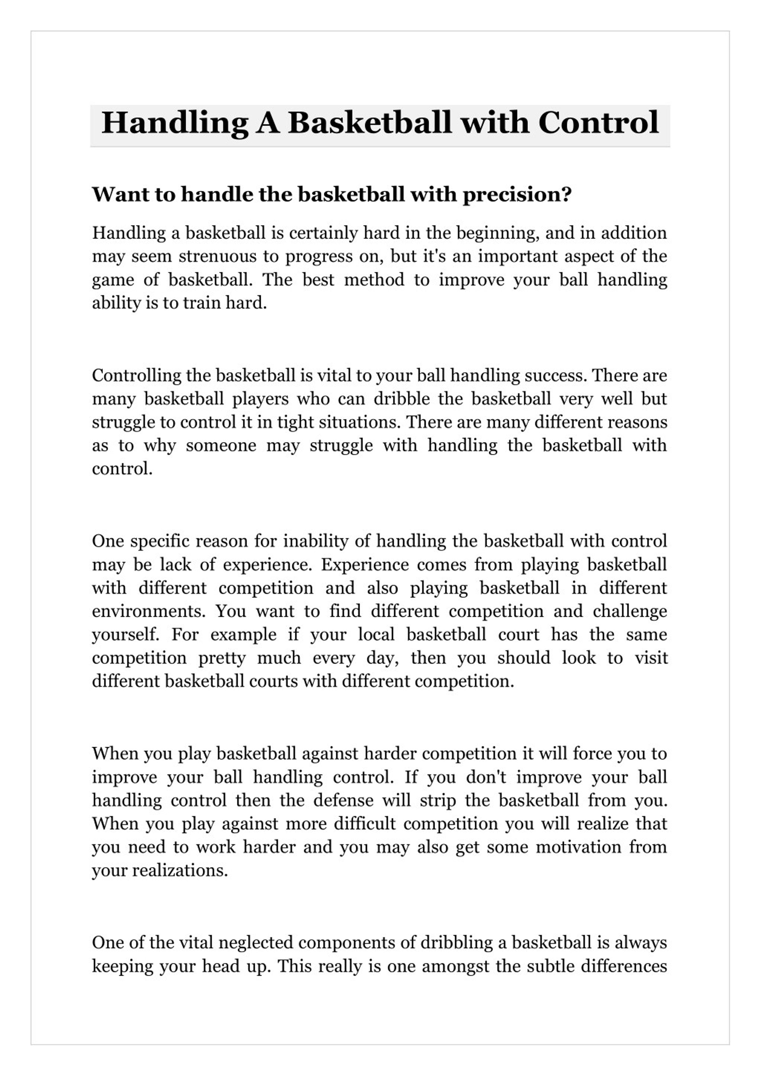 PPT - Handling A Basketball with Control PowerPoint Presentation, free ...