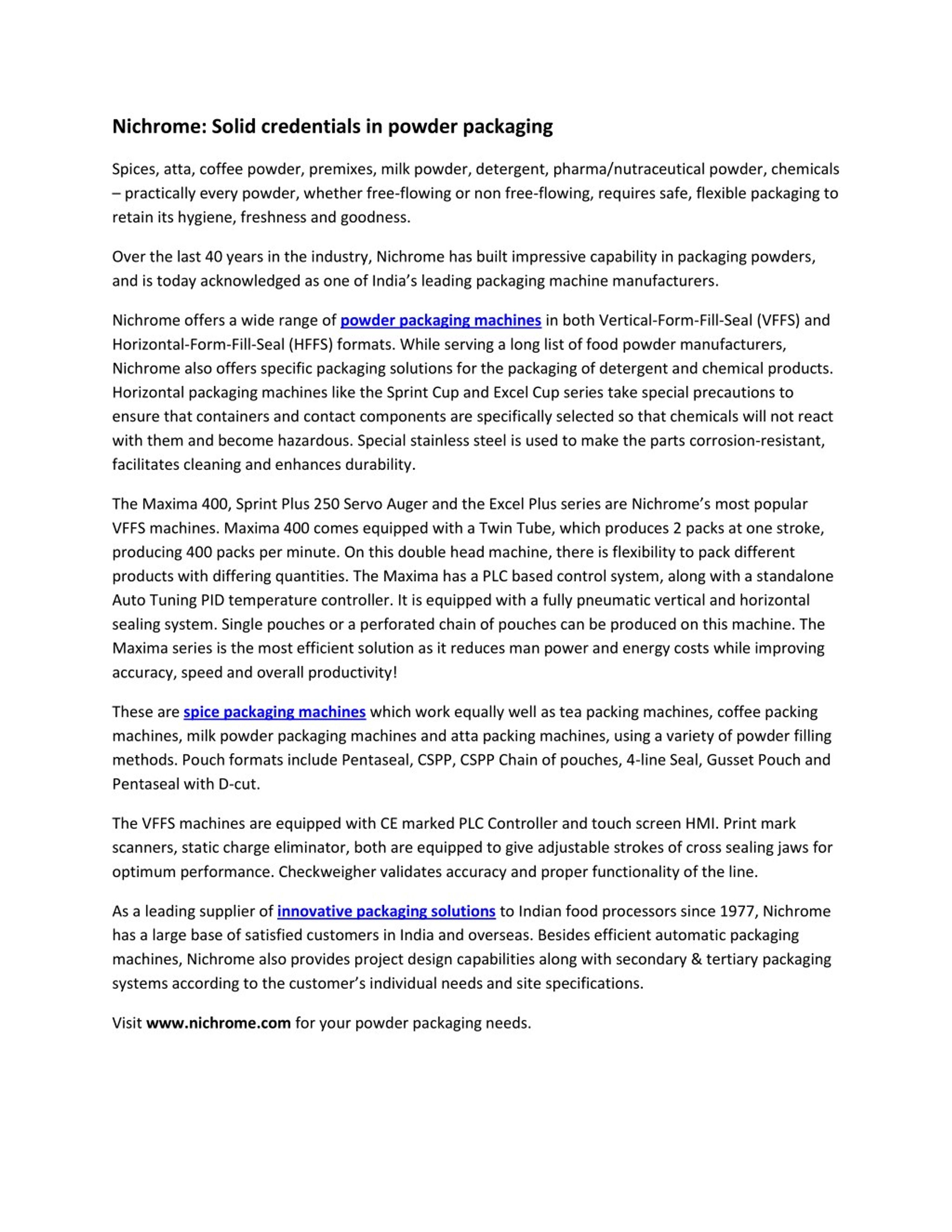 PPT - Nichrome: Solid credentials in powder packaging PowerPoint Presentation - ID:7740866