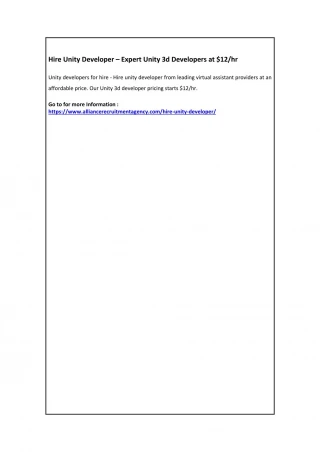 PPT - Hire Unity Developers PowerPoint Presentation, free download - ID:7683638