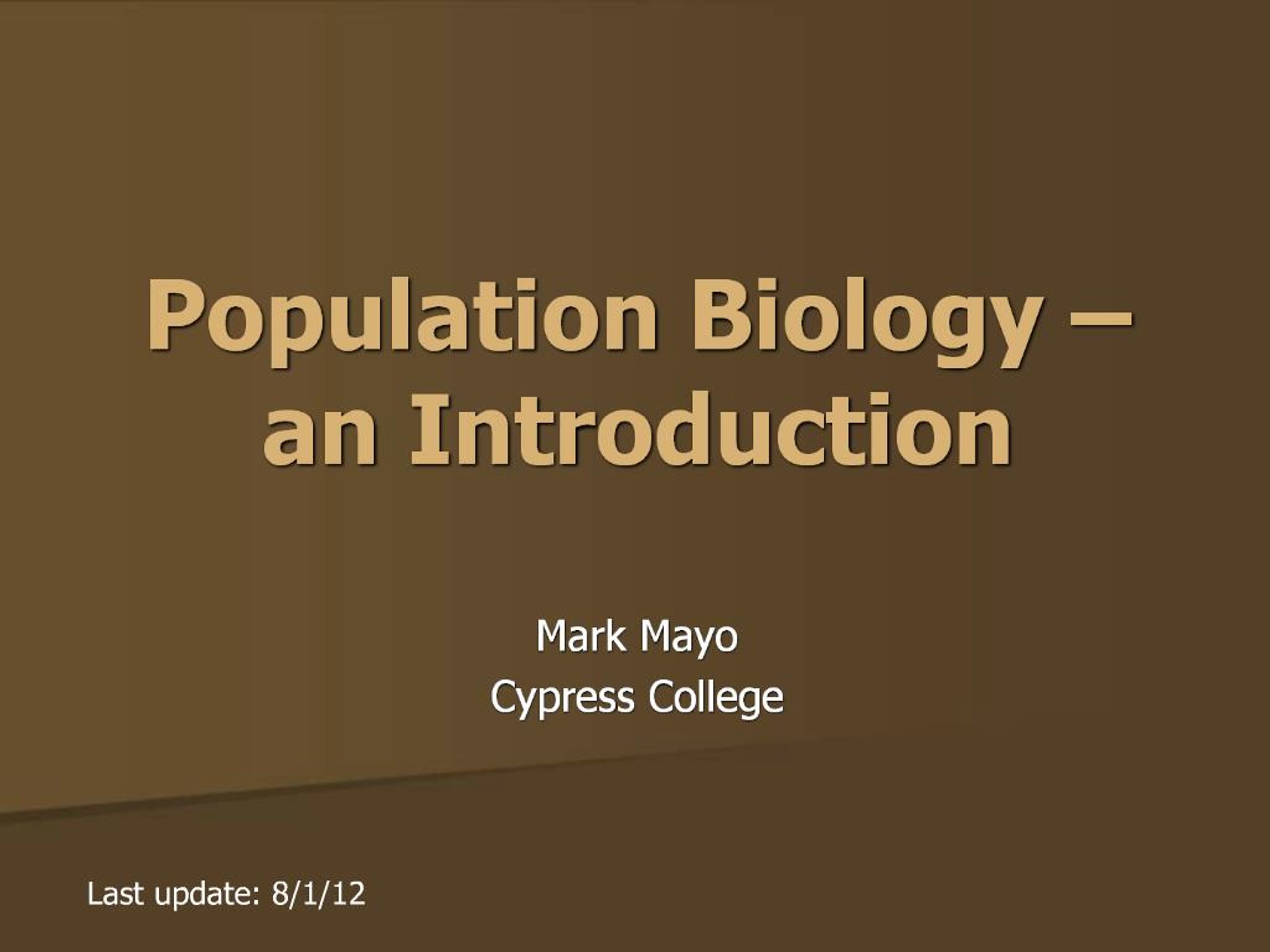 PPT - Population Biology an Introduction PowerPoint Presentation, free ...
