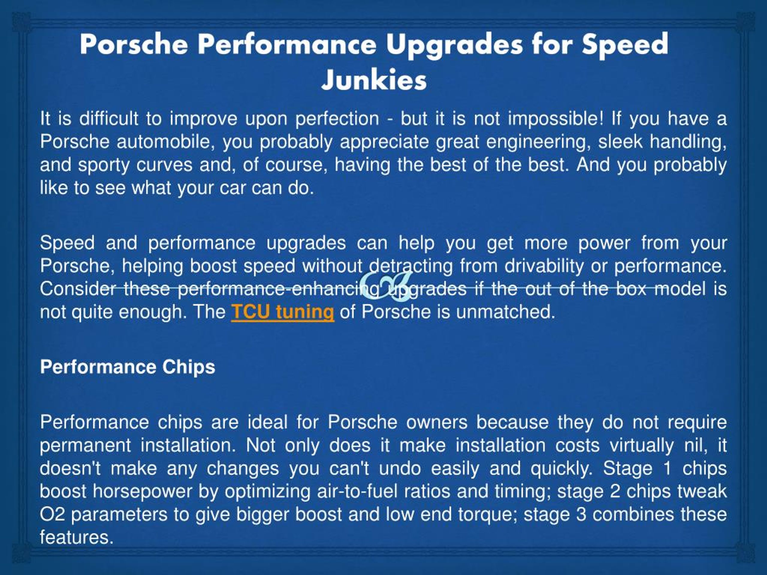PPT - Porsche Performance Upgrades for Speed Junkies PowerPoint ...