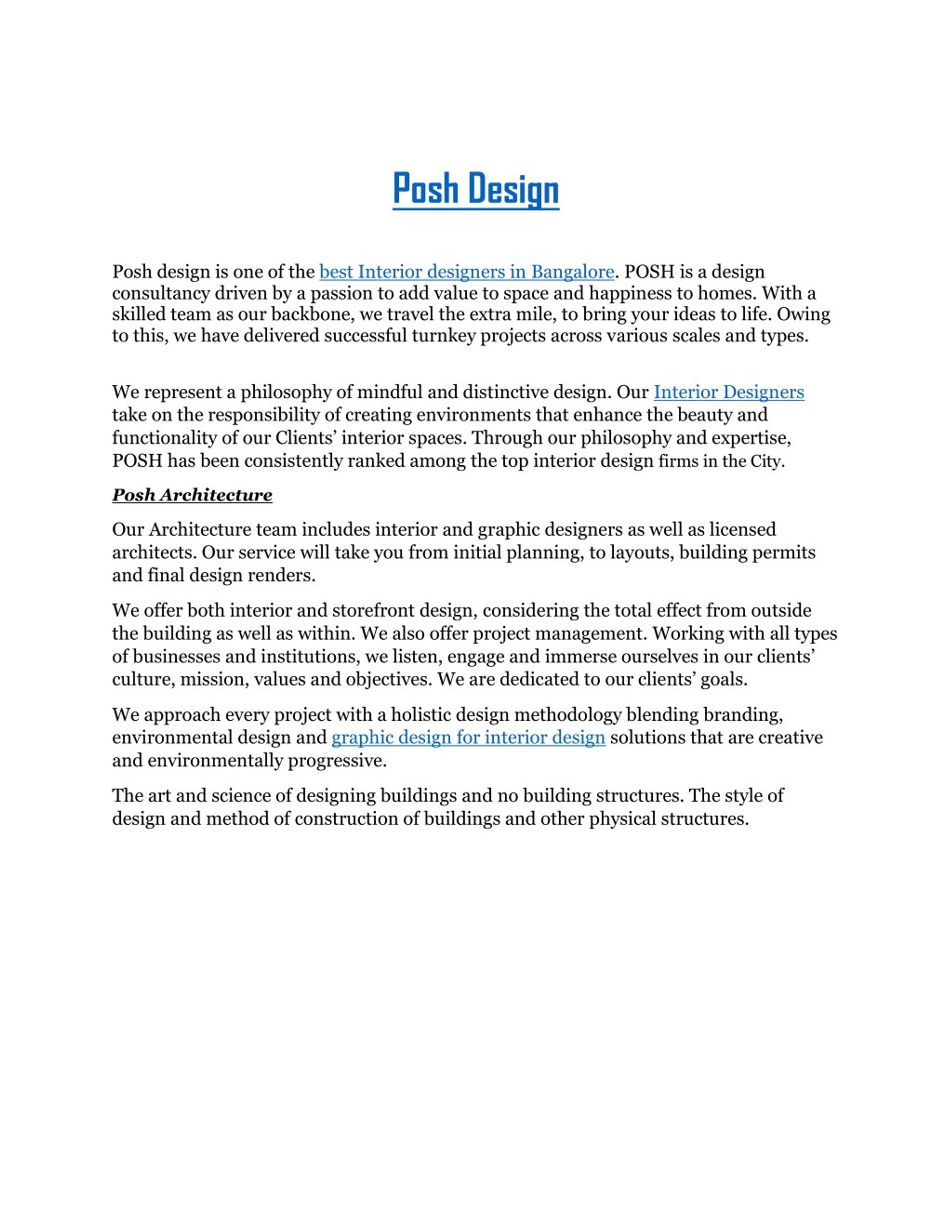 PPT - Best Interior Designers Bangalore | Interior Designers | POSH ...