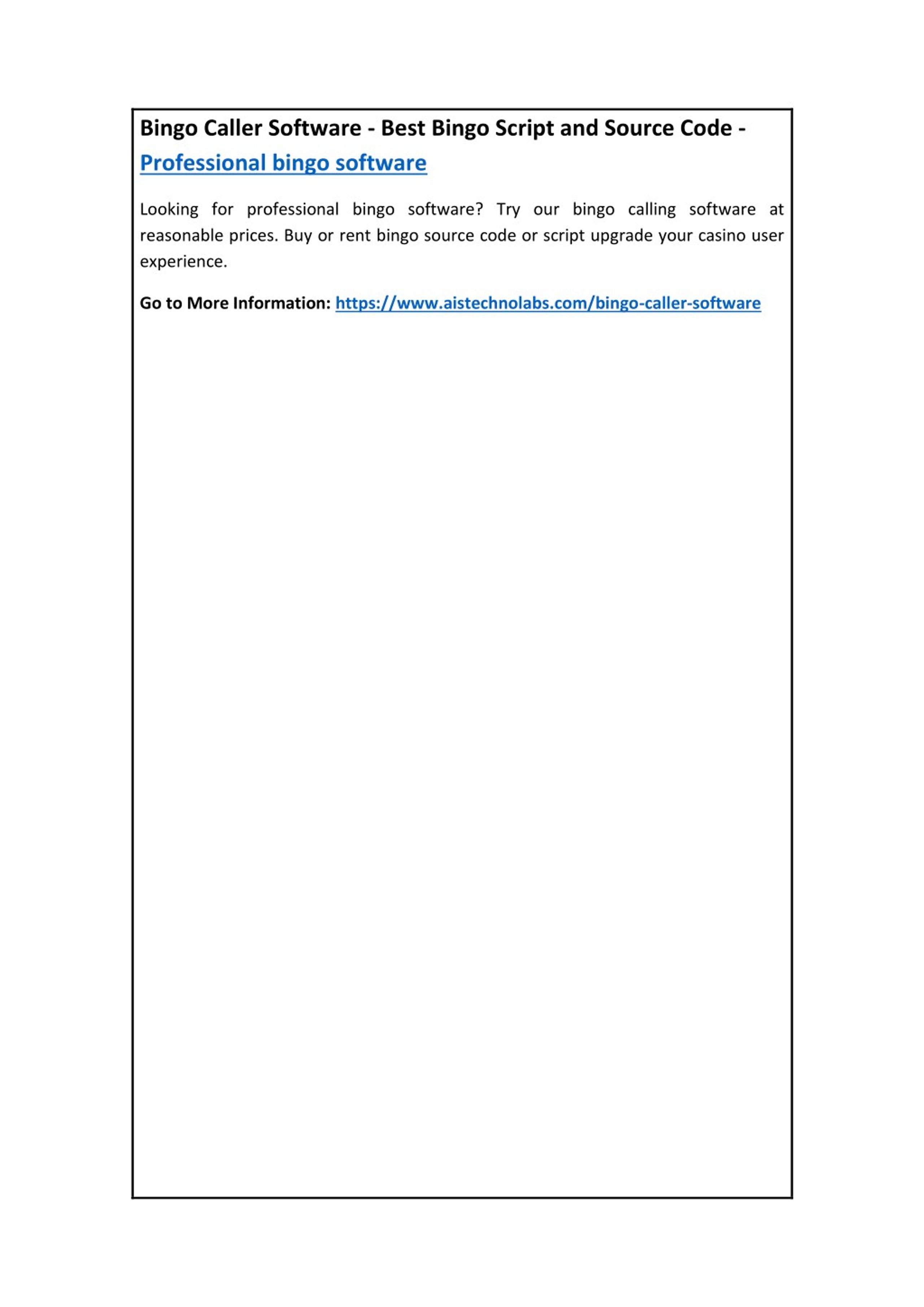 PPT - Bingo Caller Software - Best Bingo Script and Source Code ...