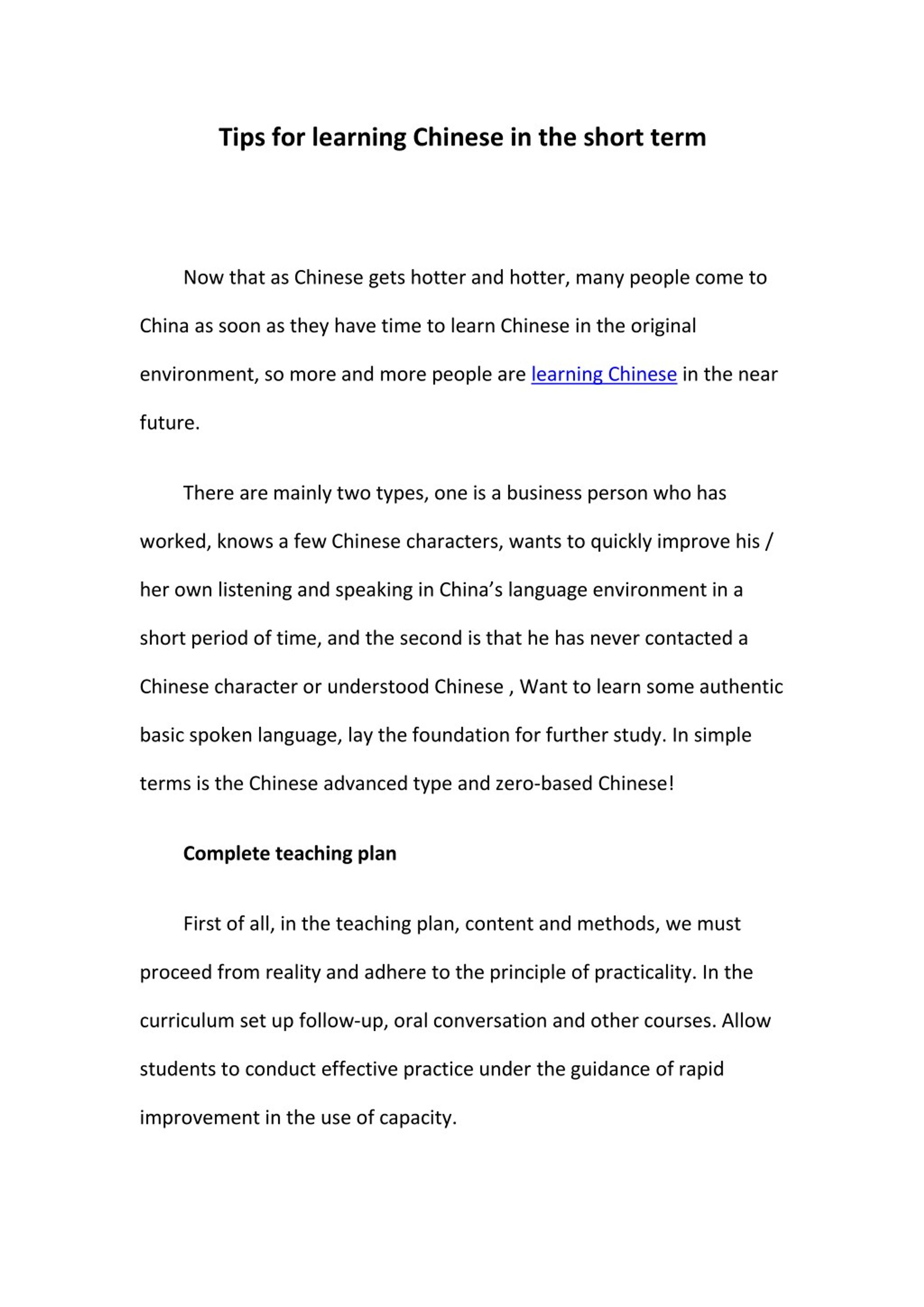 PPT - Tips for learning Chinese in the short term PowerPoint ...