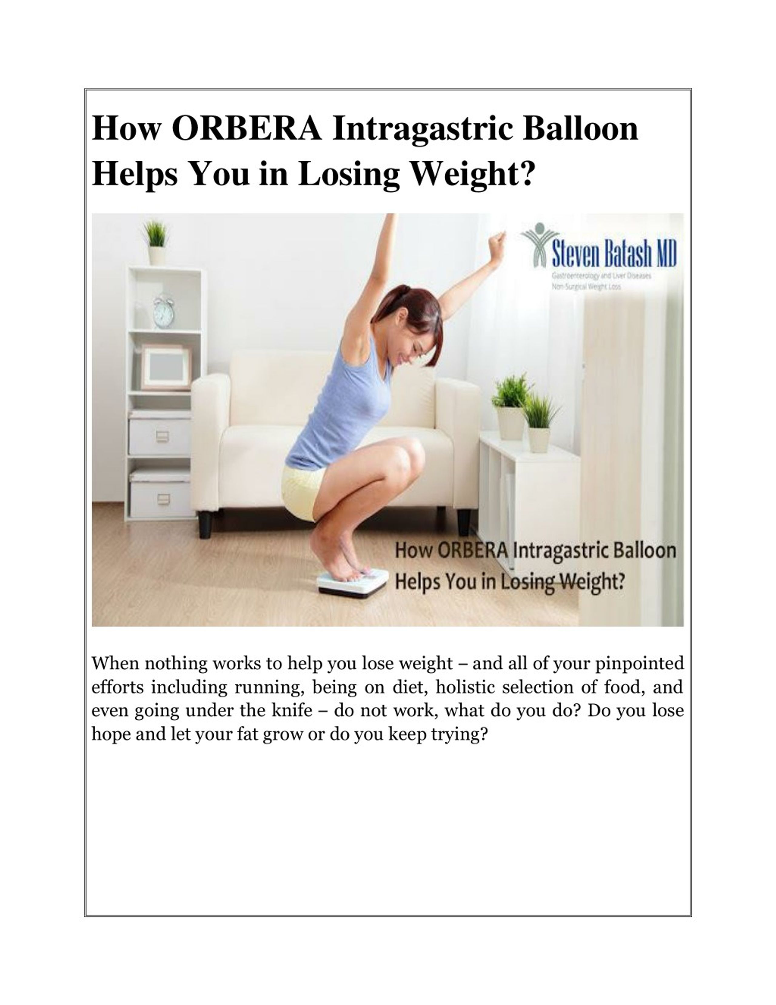 PPT - How ORBERA Intragastric Balloon Helps You in Losing Weight ...