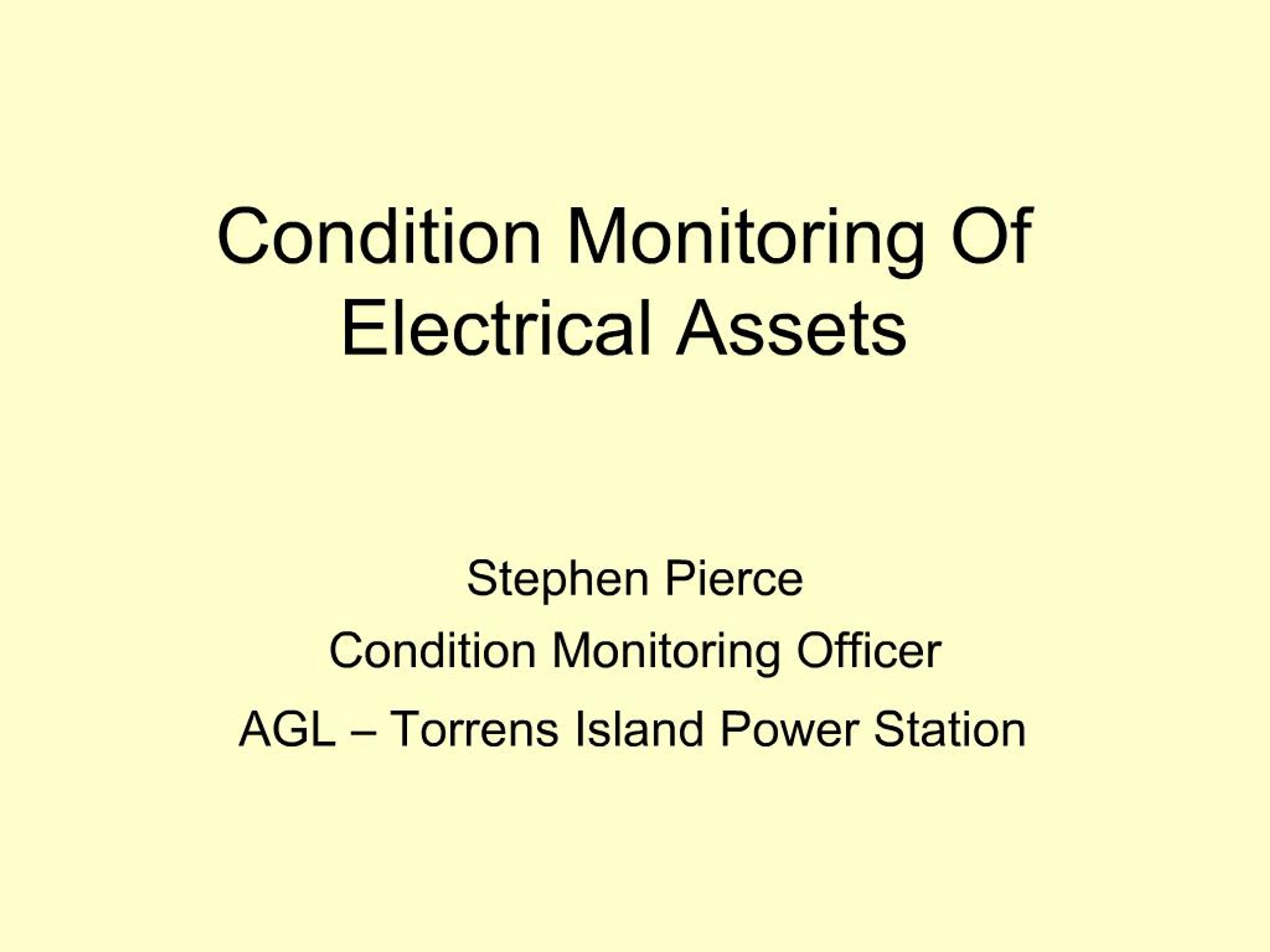 PPT - Condition Monitoring Of Electrical Assets PowerPoint Presentation ...