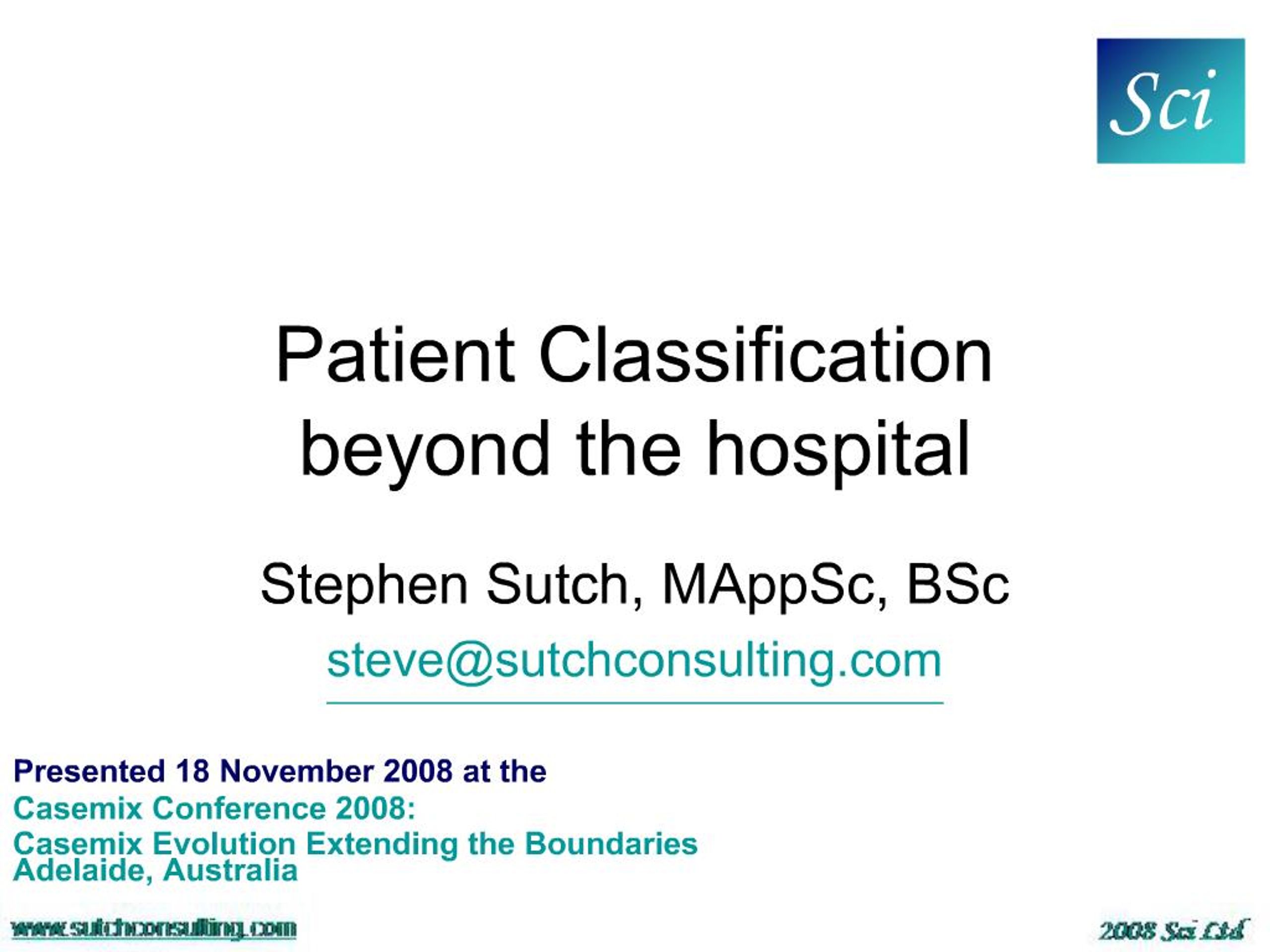 PPT - Patient Classification beyond the hospital PowerPoint ...
