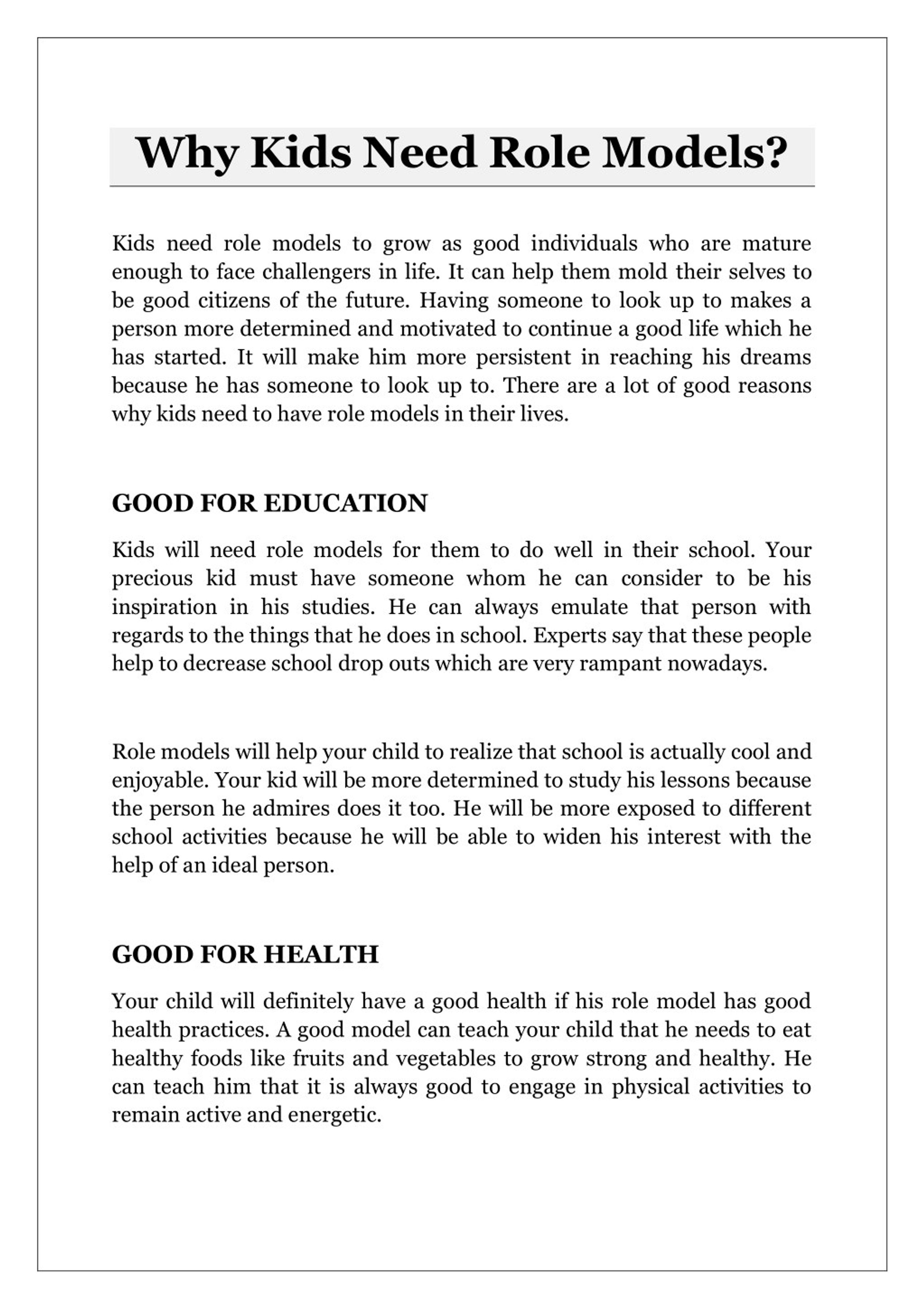PPT - Why Kids Need Role Models? PowerPoint Presentation, free download ...