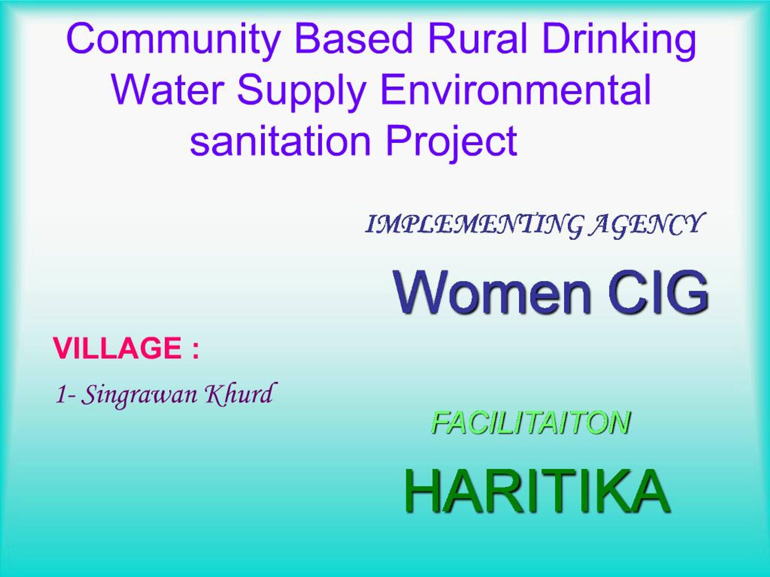 PPT - Community Based Rural Drinking Water Supply Environmental ...