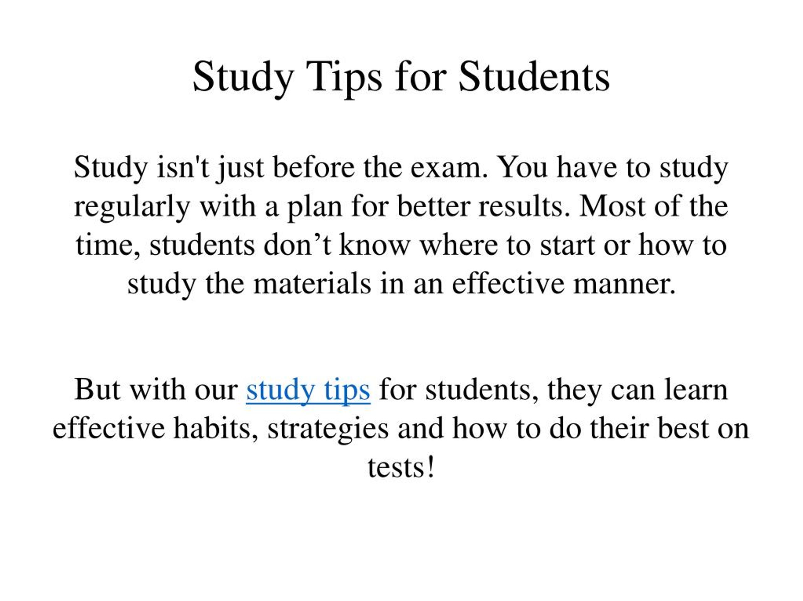 PPT - Study Tips For Students PowerPoint Presentation, free download ...