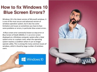 PPT - How To Fix Blue Screen Error In Acer Laptop PowerPoint ...