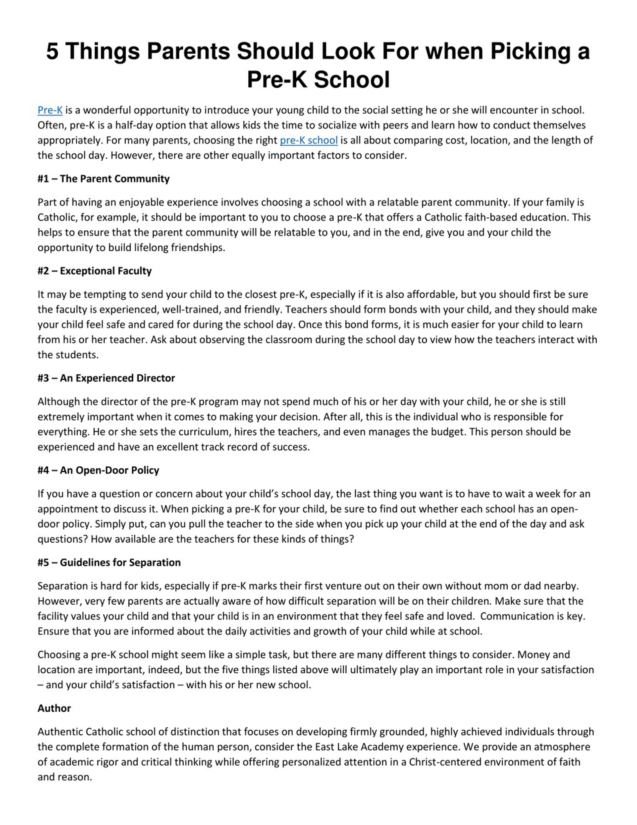 PPT - 5 Things Parents Should Look For when Picking a Pre-K School ...