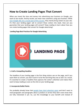 PPT - How to Create Landing Pages That Convert PowerPoint Presentation - ID:11796694