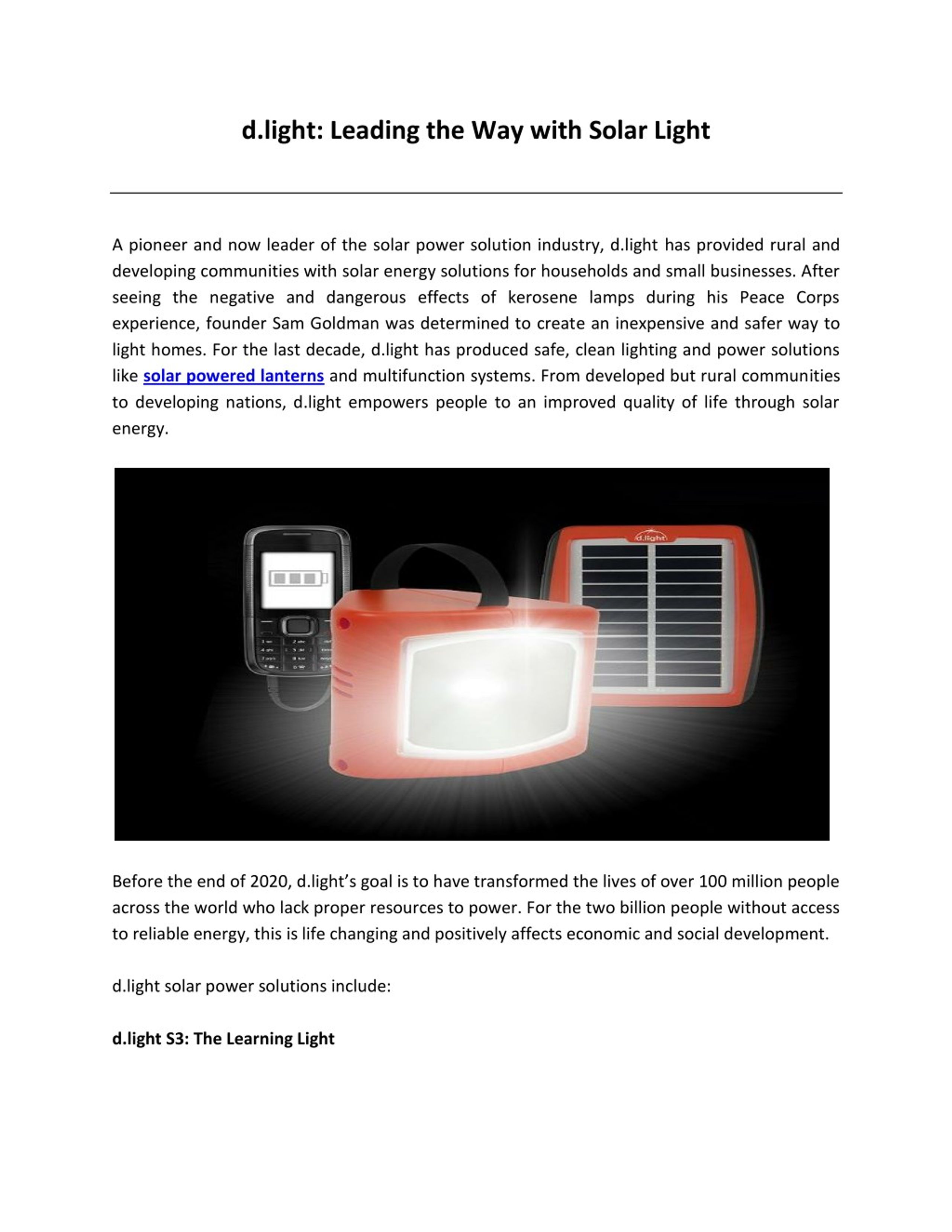 PPT - d.light: Leading the Way with Solar Light PowerPoint Presentation ...