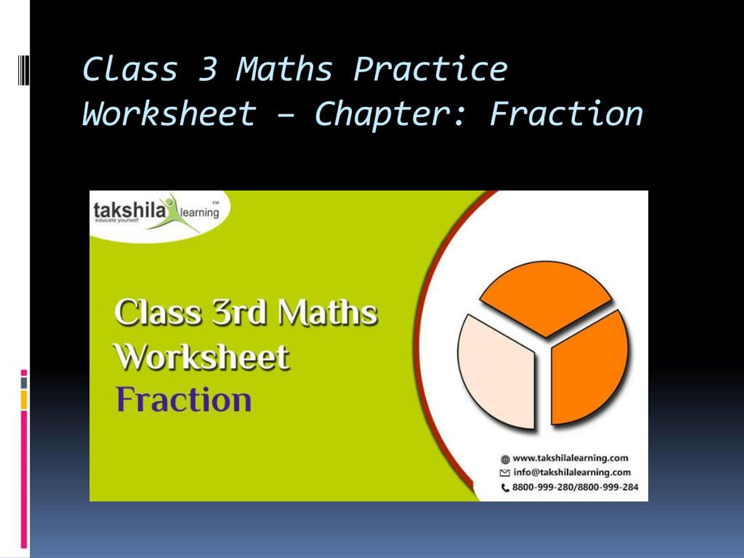 PPT - Practice Worksheet for CBSE Class 3 Maths - Fractions ...