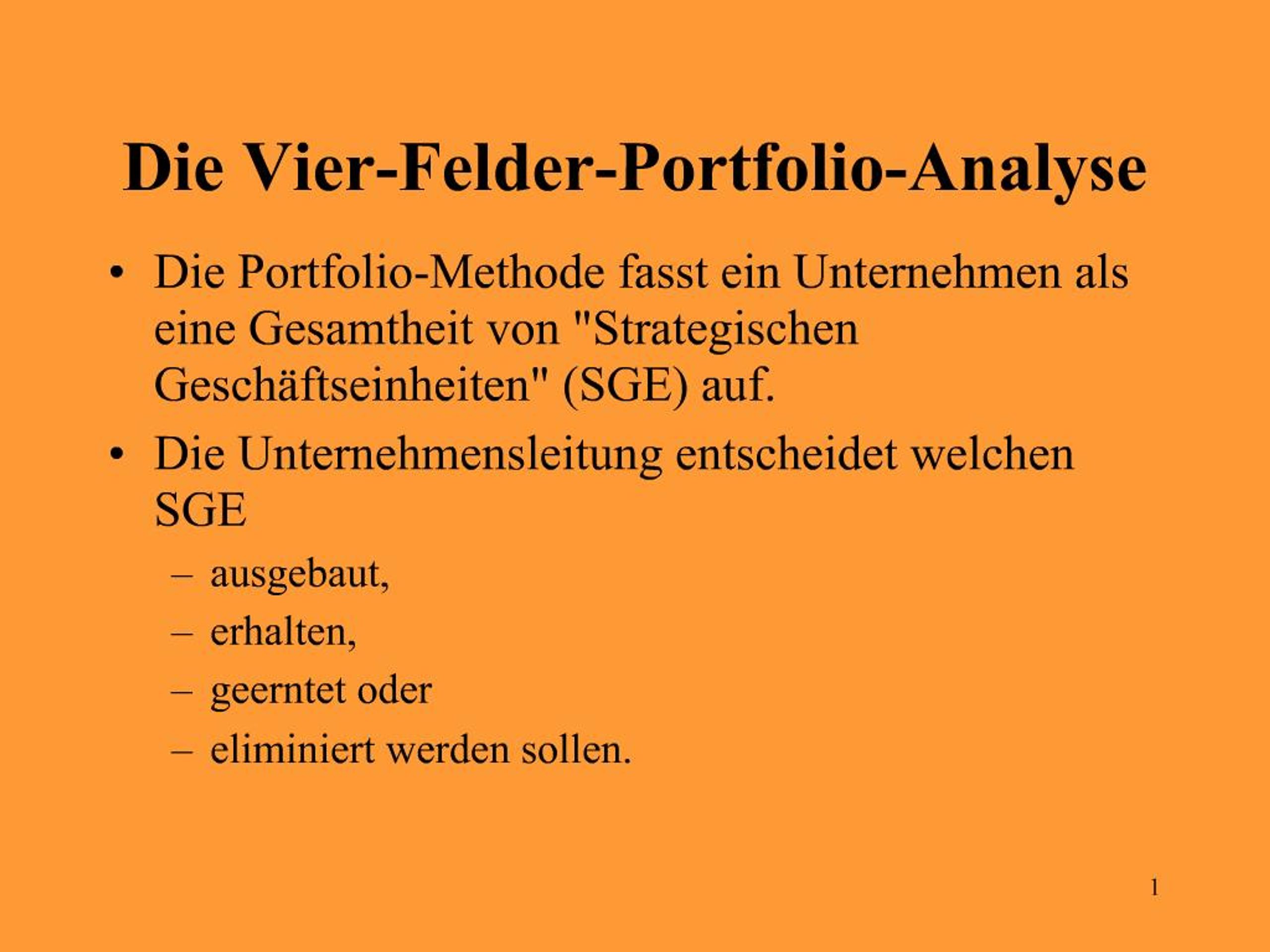PPT - Die Vier-Felder-Portfolio-Analyse PowerPoint Presentation, free ...