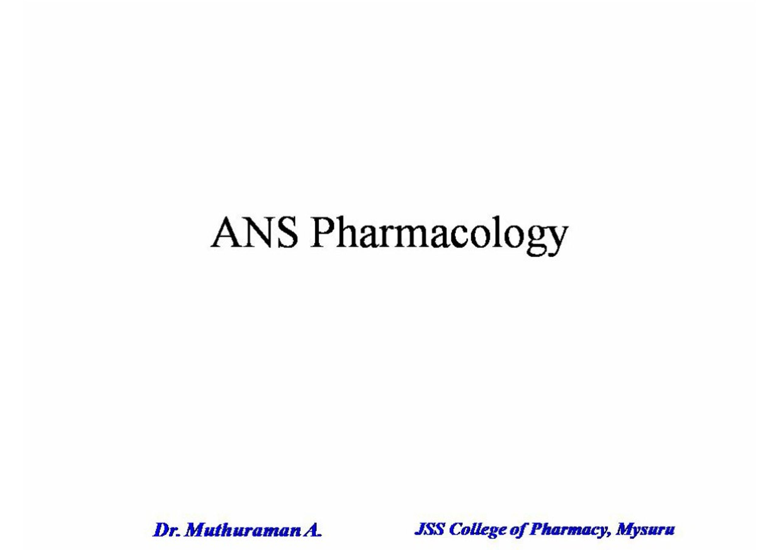 PPT - 2.1 ANS Pharmacology PowerPoint Presentation, free download - ID ...