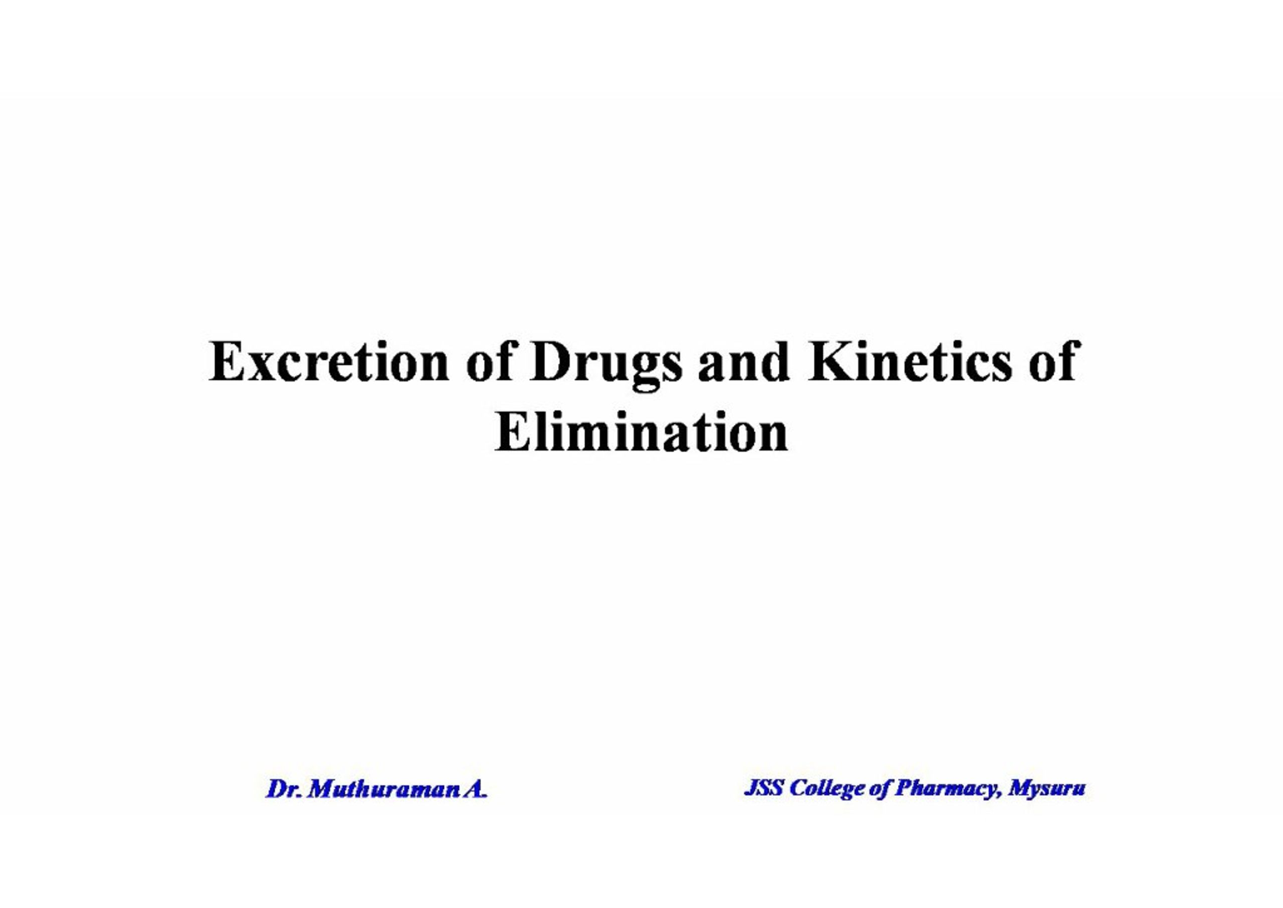 PPT - 2.3 Pharmacokinetics Drug excretion PowerPoint Presentation, free ...