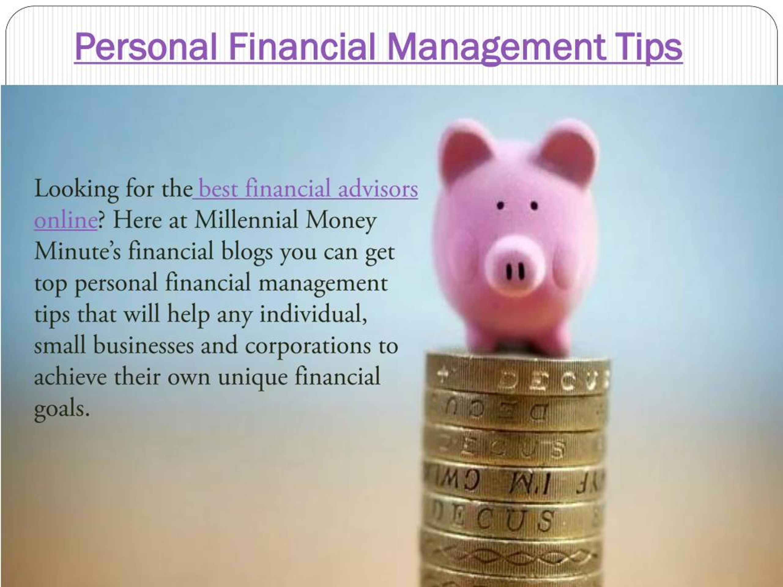 PPT - Personal Financial Management Tips PowerPoint Presentation, free ...