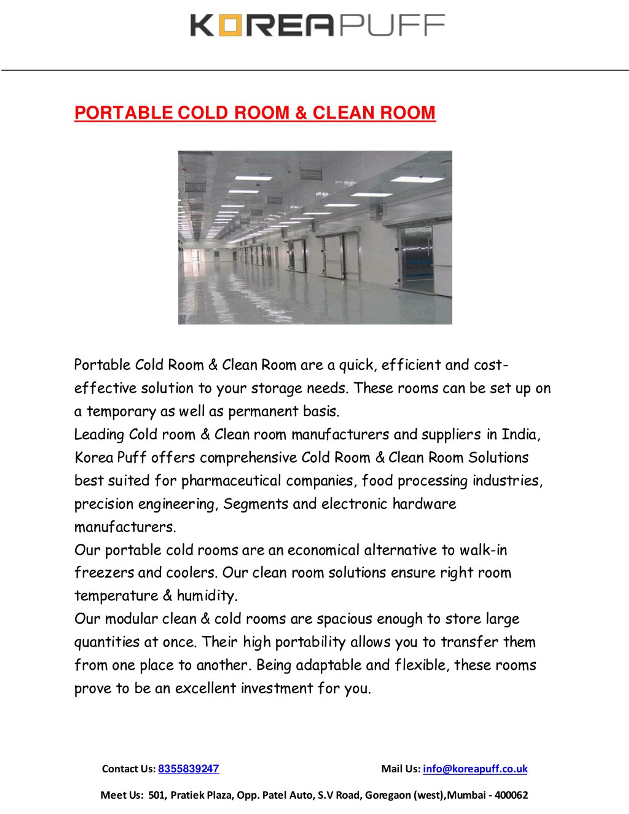 PPT - Cold Room And Clean Room PowerPoint Presentation, free download ...