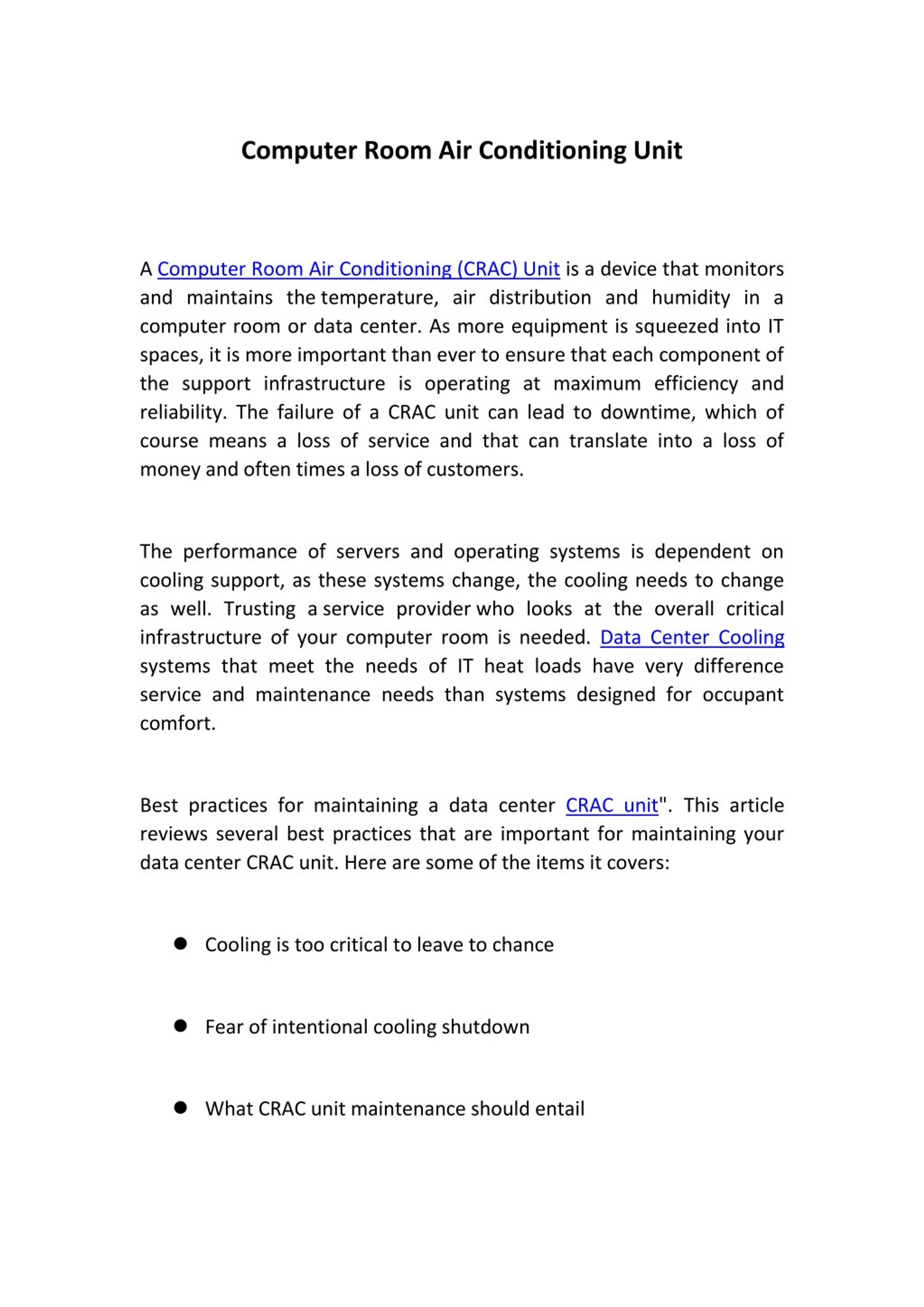 PPT - Computer Room Air Conditioning Unit PowerPoint Presentation, free ...