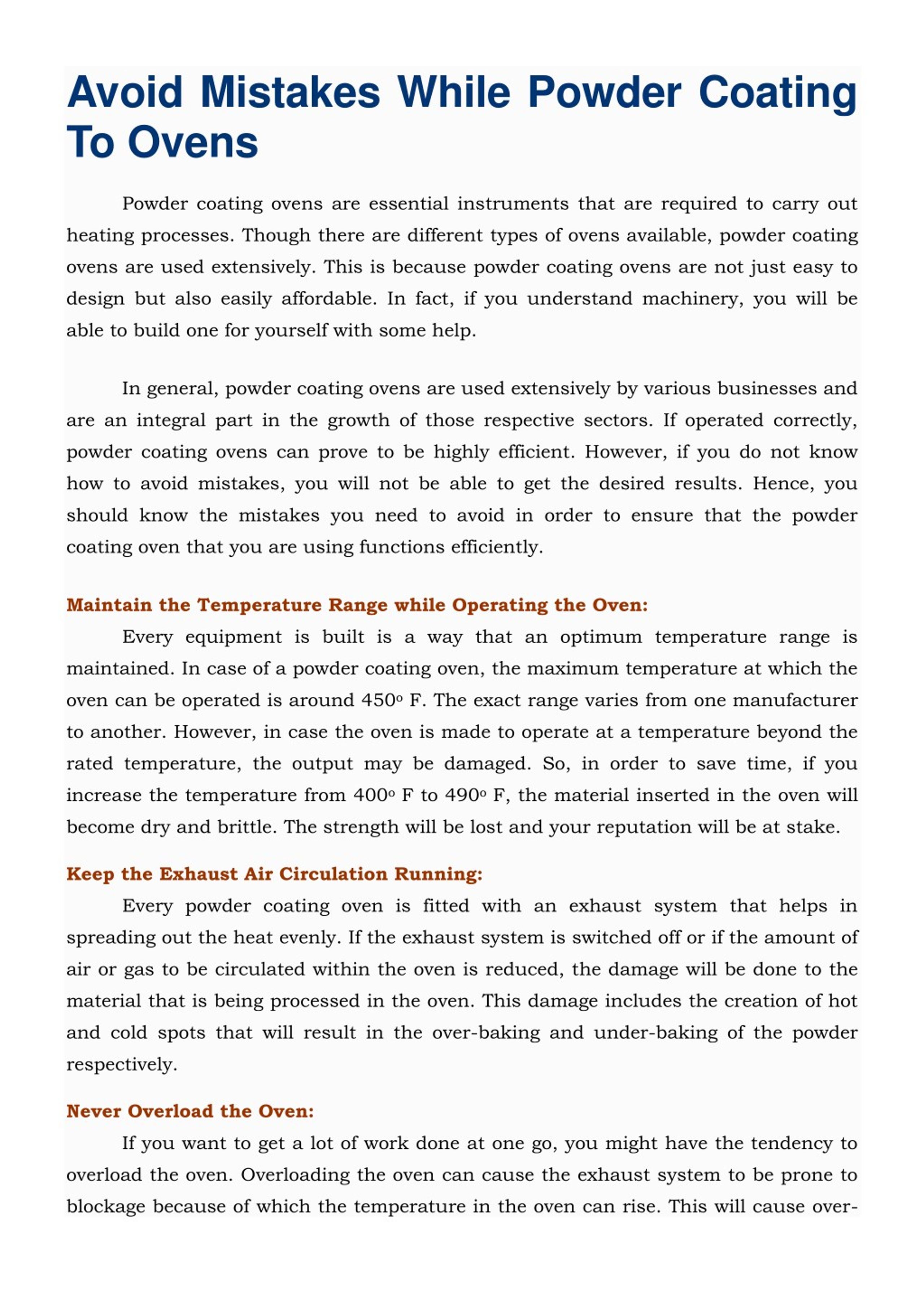 PPT - Avoid Mistakes While Powder Coating To Ovens PowerPoint ...