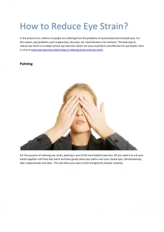 PPT - Exercises & Tips To Reduce Your Eye Strain PowerPoint ...