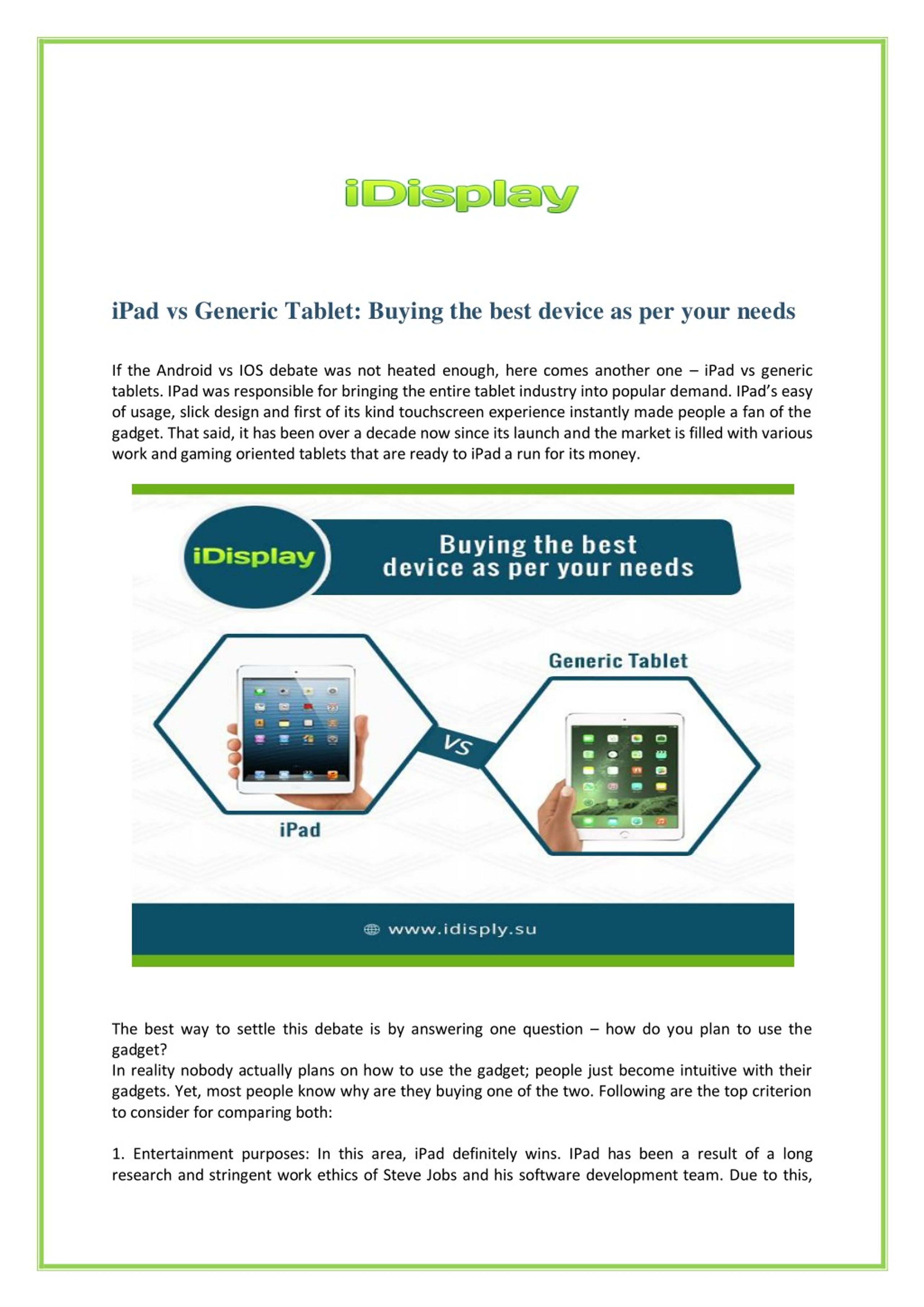 PPT - iPad vs Generic Tablet: Buying the best device as per your needs ...