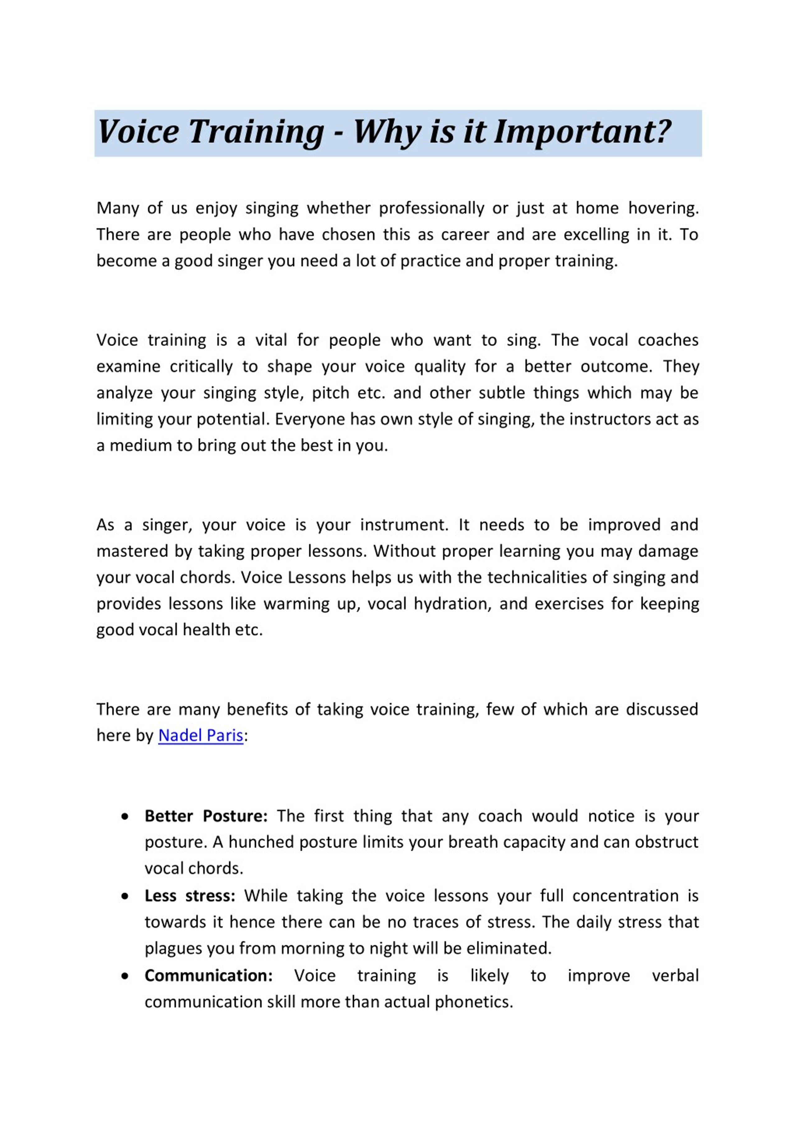 PPT - Voice Training - Why is it Important? PowerPoint Presentation ...