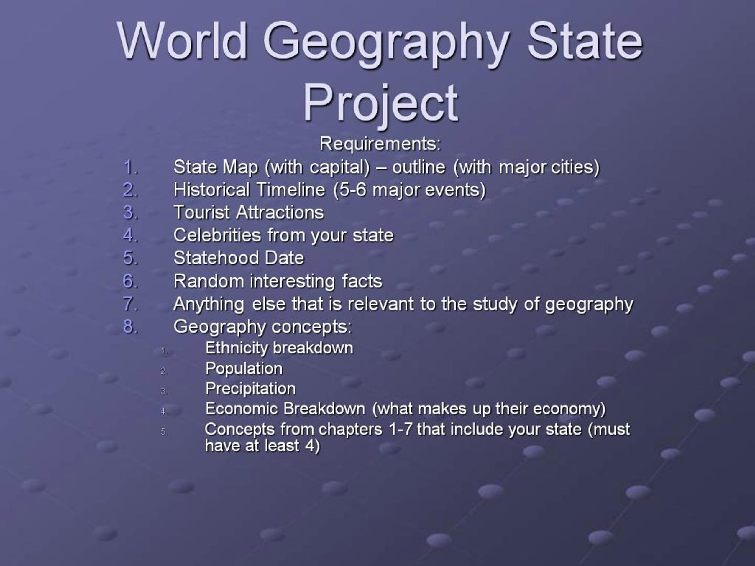 PPT - Exploring America's Geography: State Project Guidelines and ...