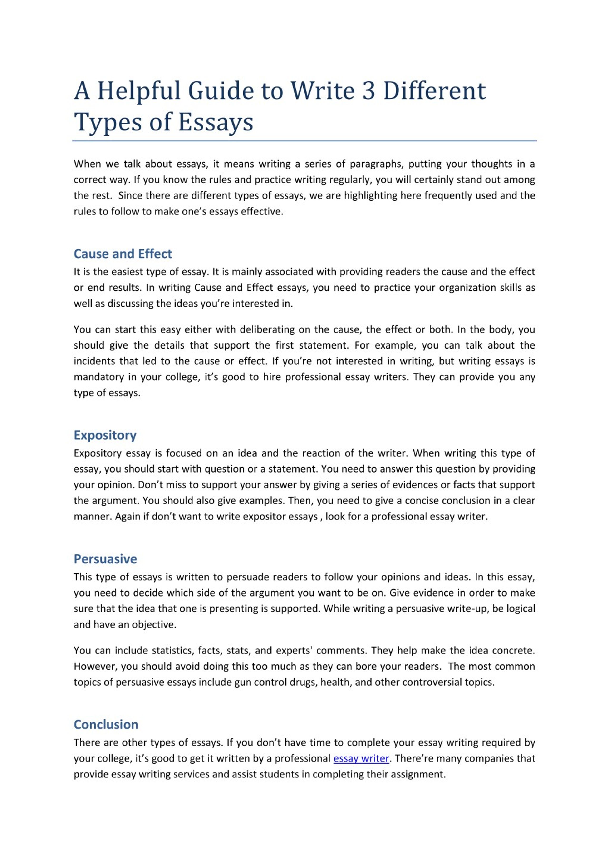 PPT - A Helpful Guide to Write 3 Different Types of Essays PowerPoint ...