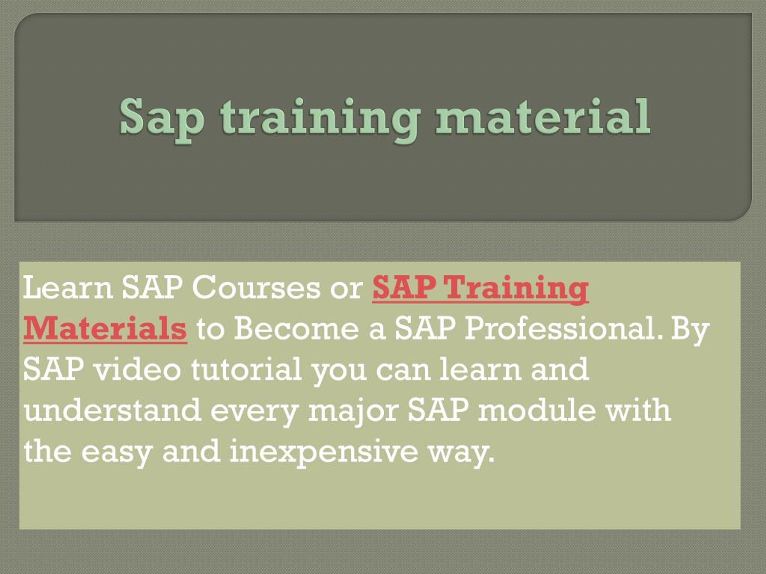 PPT - Sap training material for all PowerPoint Presentation, free ...