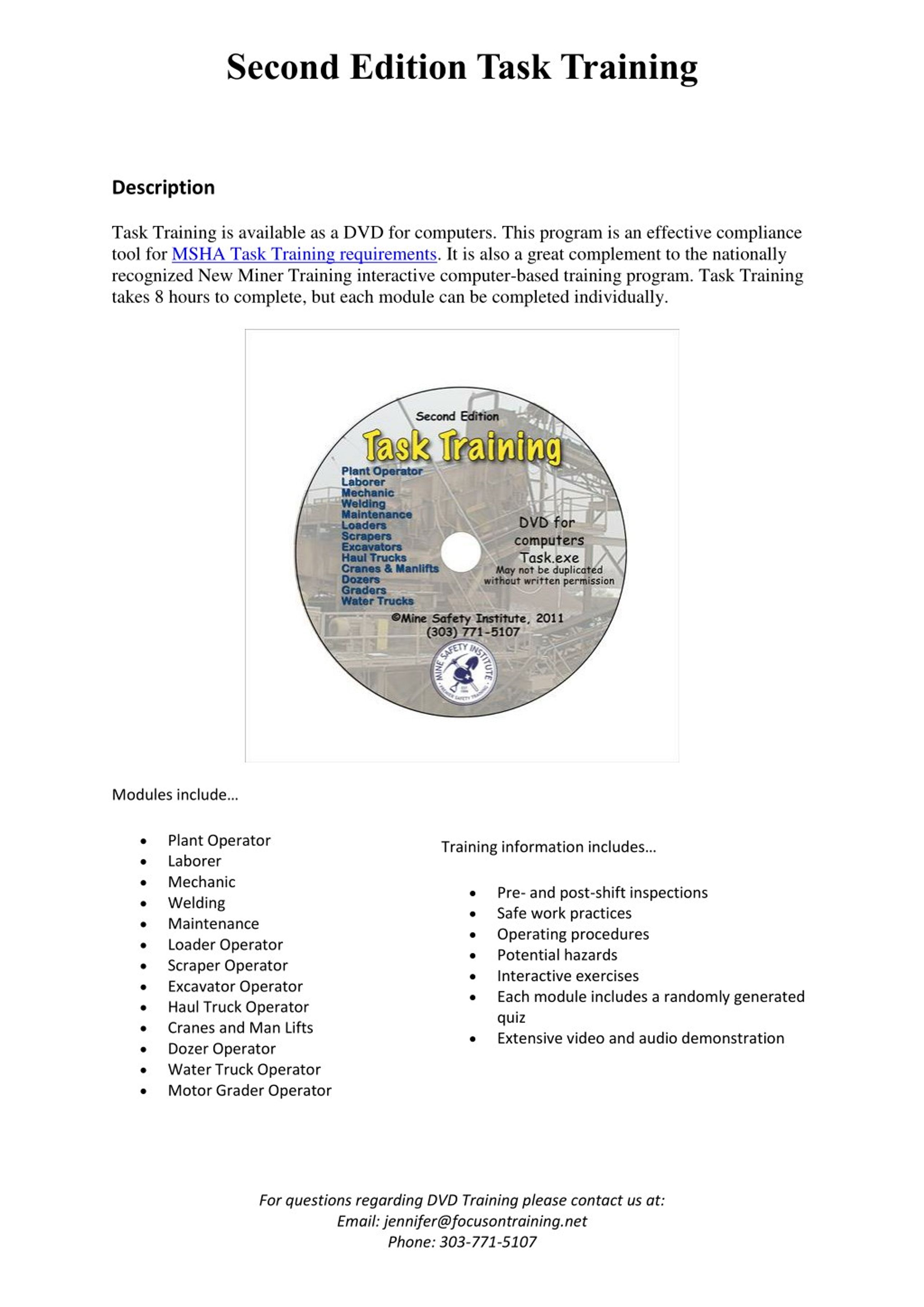 PPT - Second Edition Task Training - Mine Safety Institute PowerPoint ...